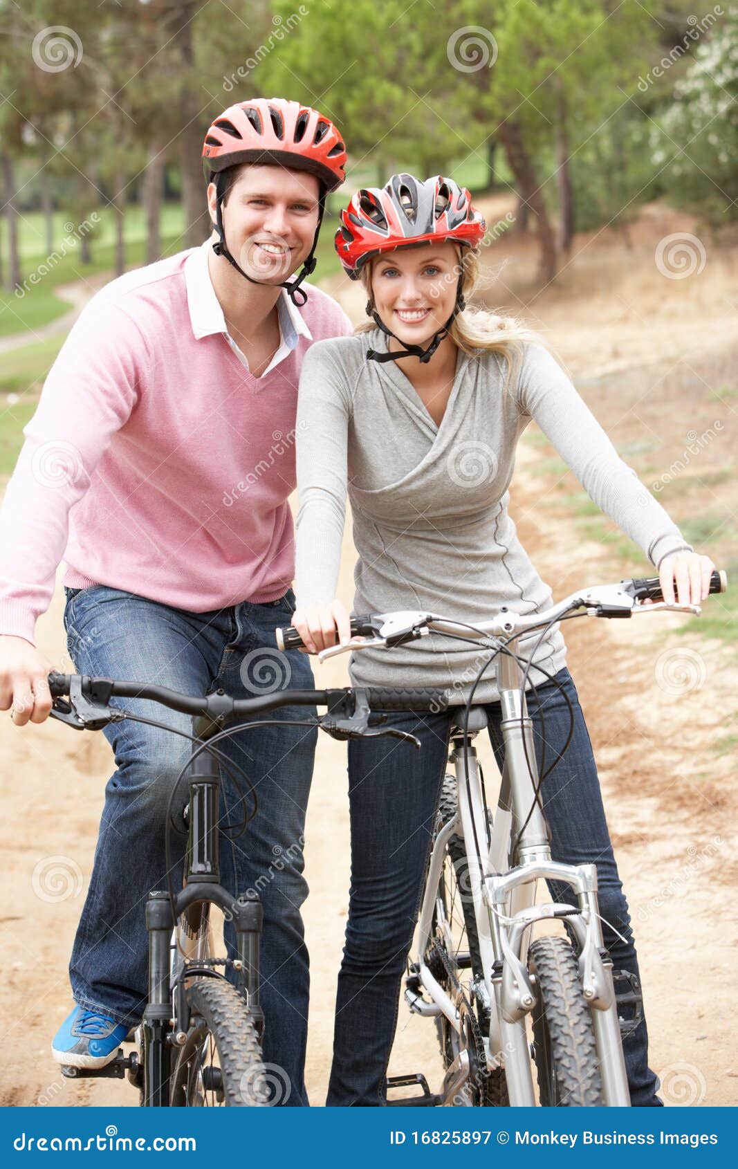 Couple Riding Bicycle in Park Stock Image - Image of cycling ...