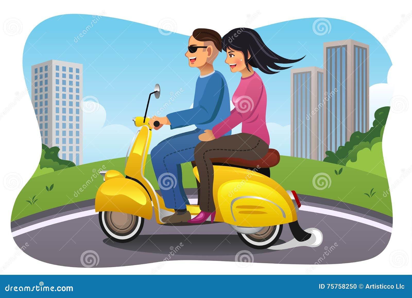 Couple Riding a Motorcycle stock vector. Illustration of transportation ...