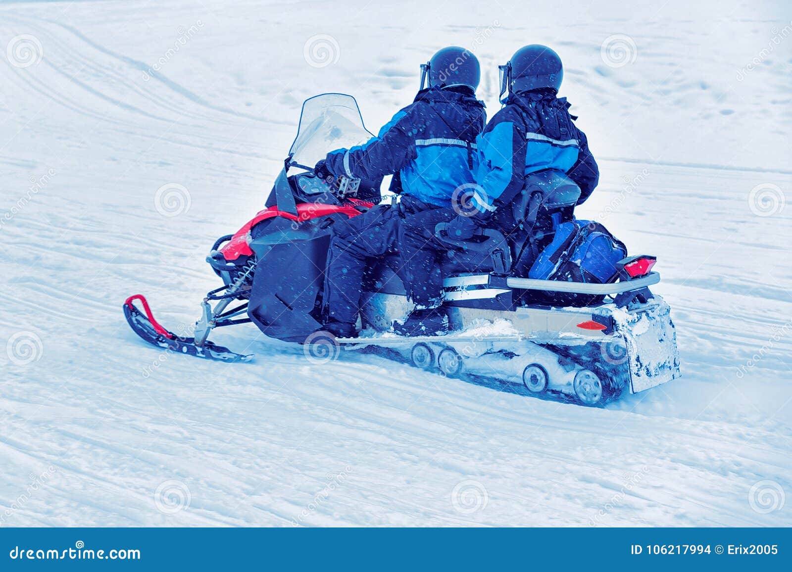 Couple Riding Snowmobile on Frozen Lake at Winter Rovaniemi Stock Photo ... Couple Riding Snowmobile on Frozen Lake at Winter Rovaniemi Stock Photo ...