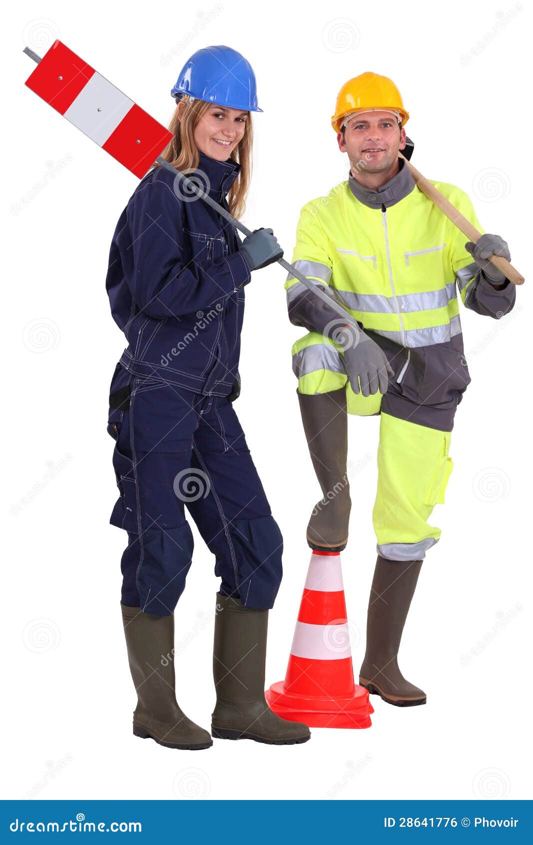 A couple of road workers. stock photo. Image of hands - 28641776