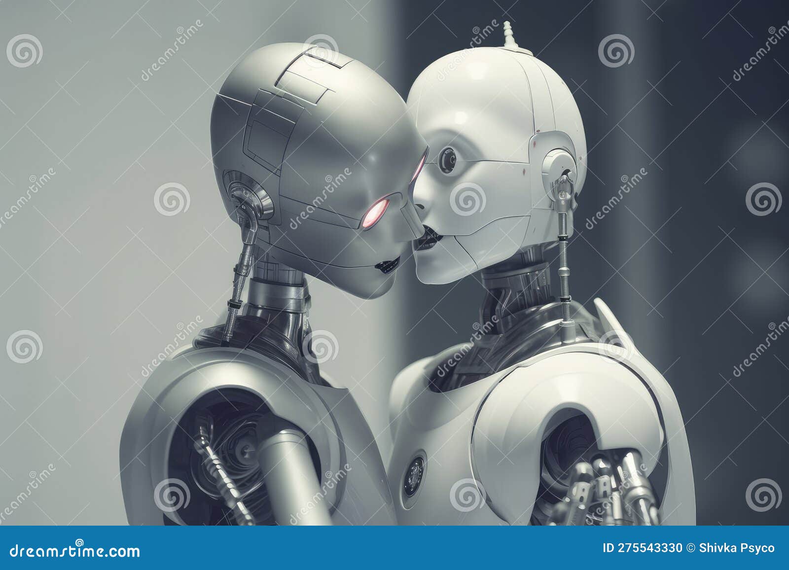 3d Couple Robot Romantic Background Template. Stock Illustration ...