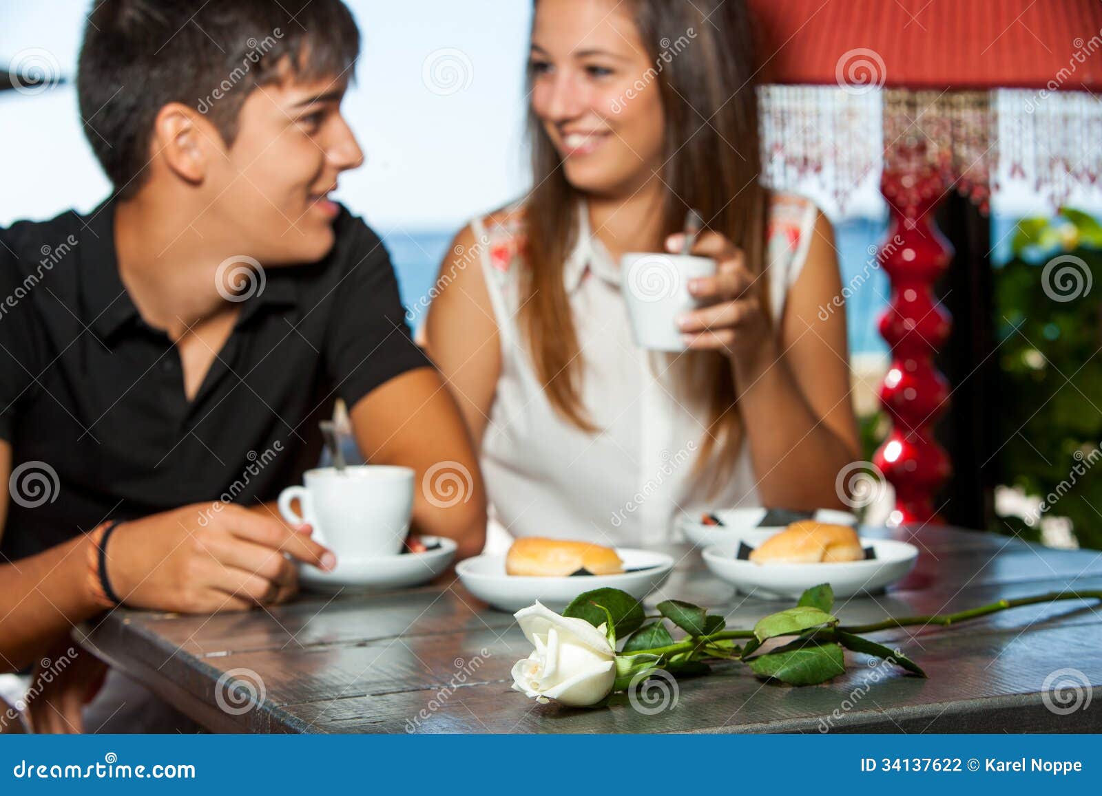 Couple on Romantic Coffee Date. Stock Photo - Image of charming ...