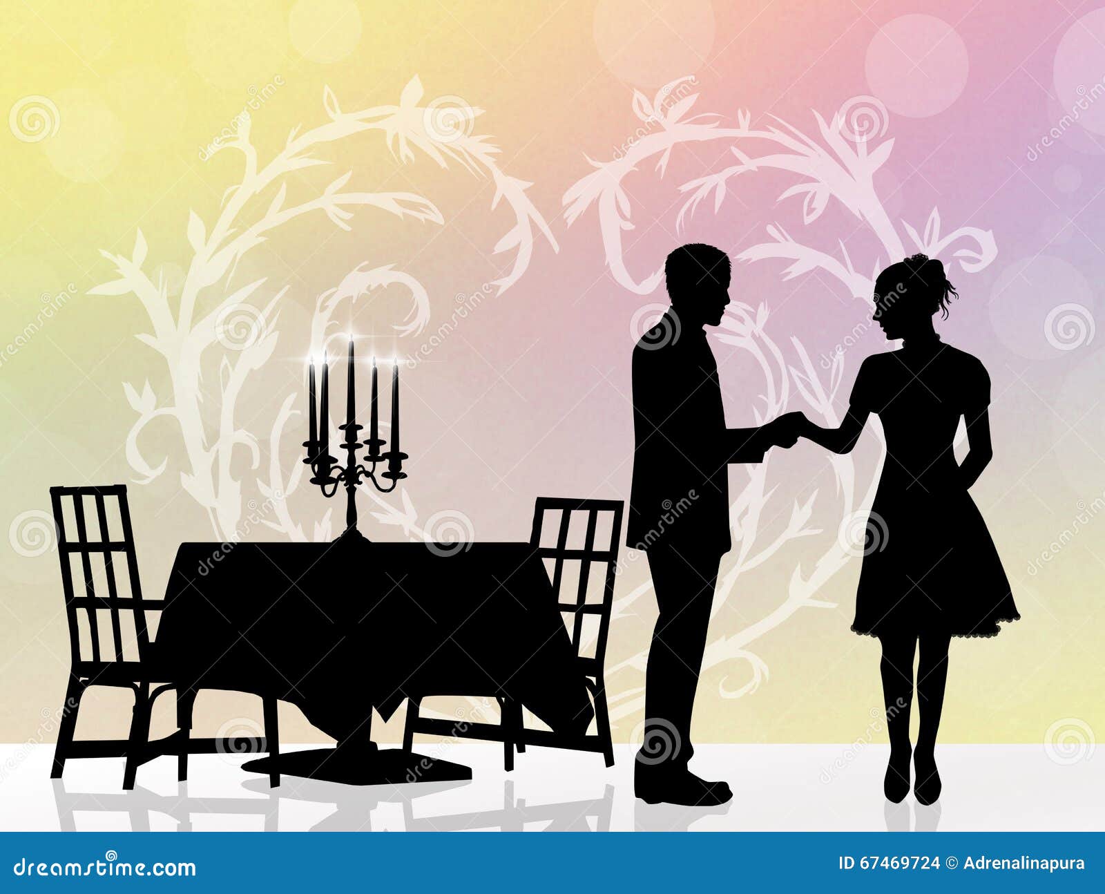Couple romantic dinner stock illustration. Illustration of candle ...
