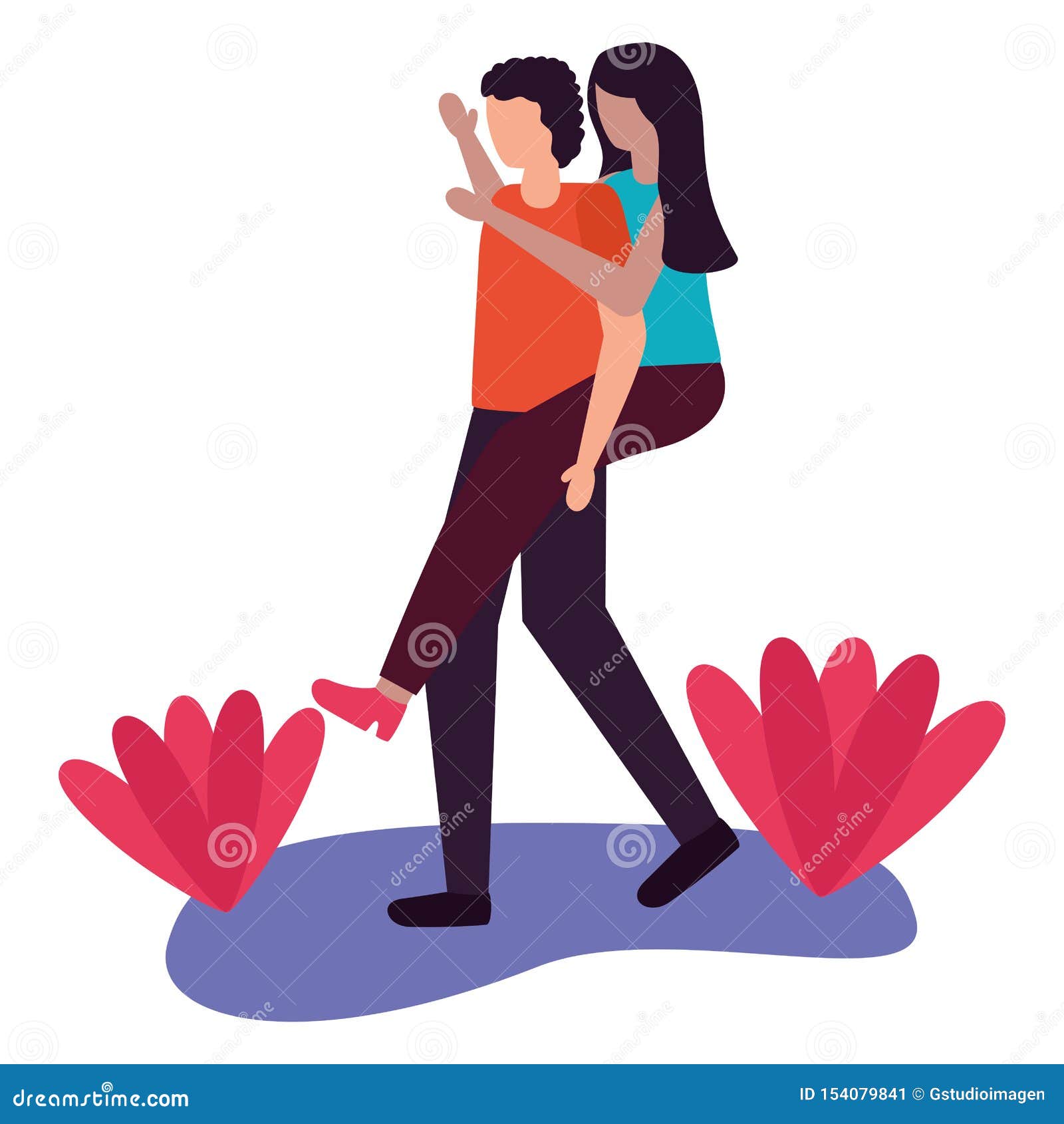 Couple Romantic Love Flat Design Stock Illustration - Illustration of ...