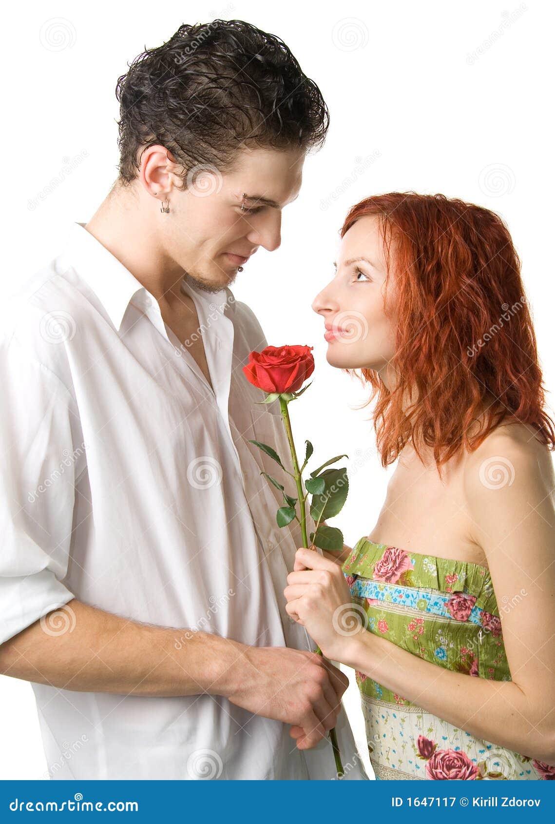 Couple with rose stock image. Image of girlfriend, casual - 1647117