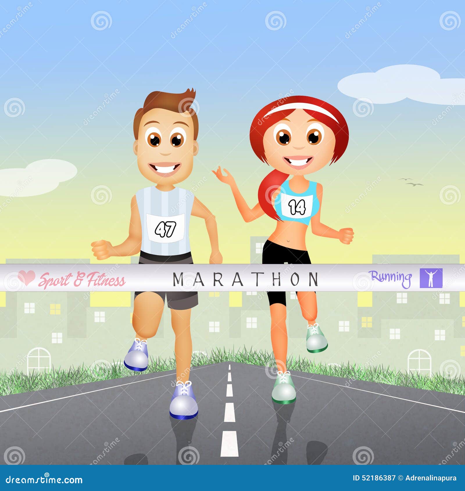 Couple running stock illustration. Illustration of jogging - 52186387