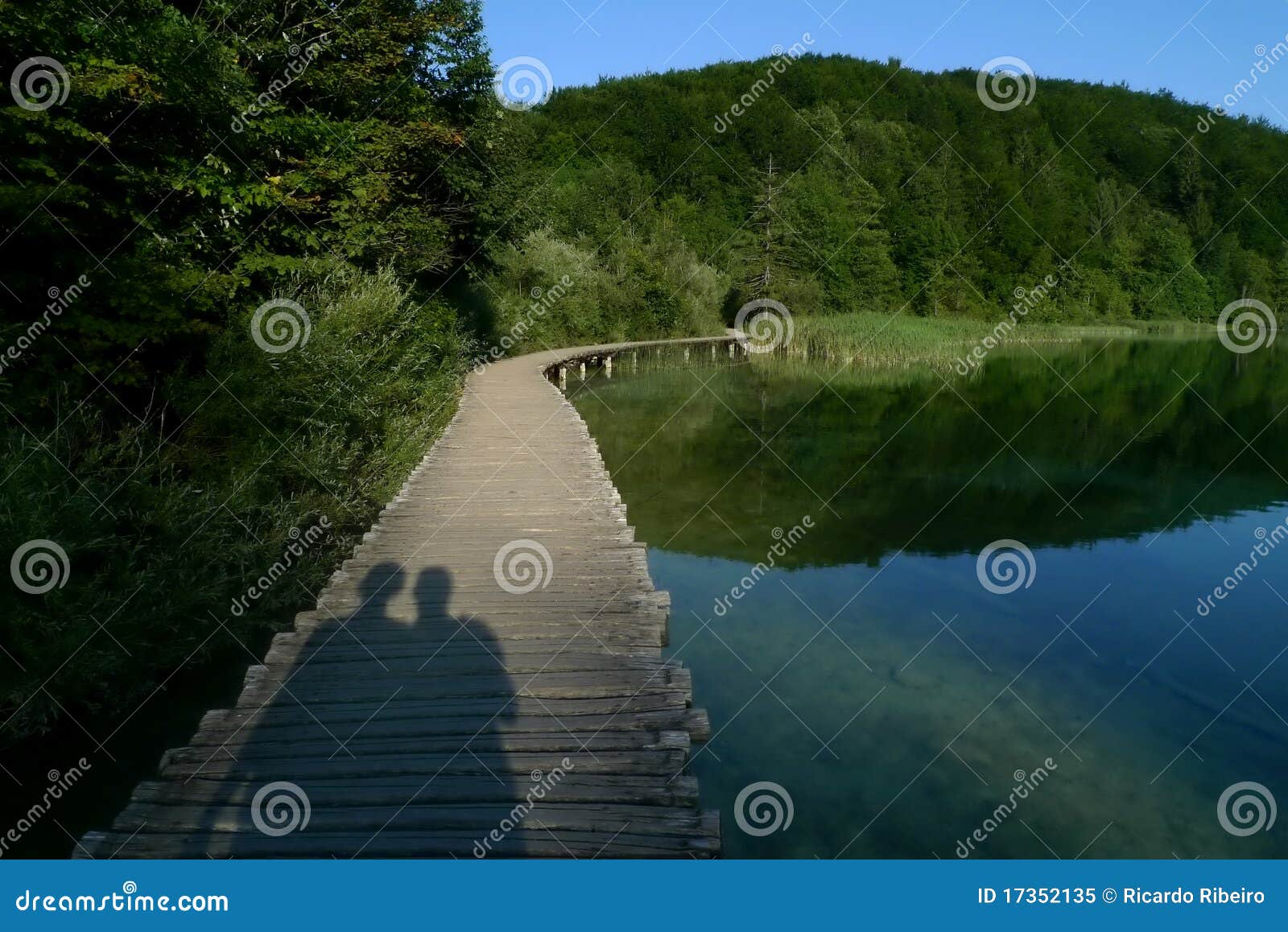 Couple s Shadow by a Lake stock image. Image of beautiful - 17352135