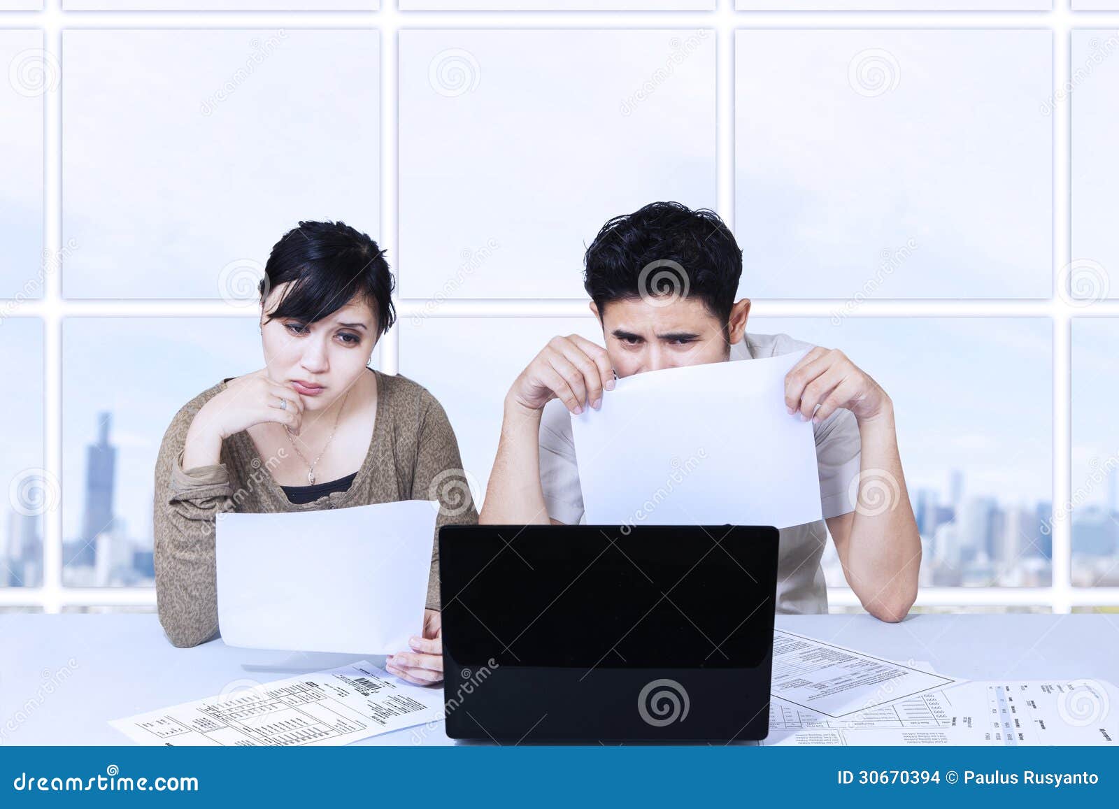 Couple Sad Looking at Laptop in Office Stock Photo - Image of indian ...