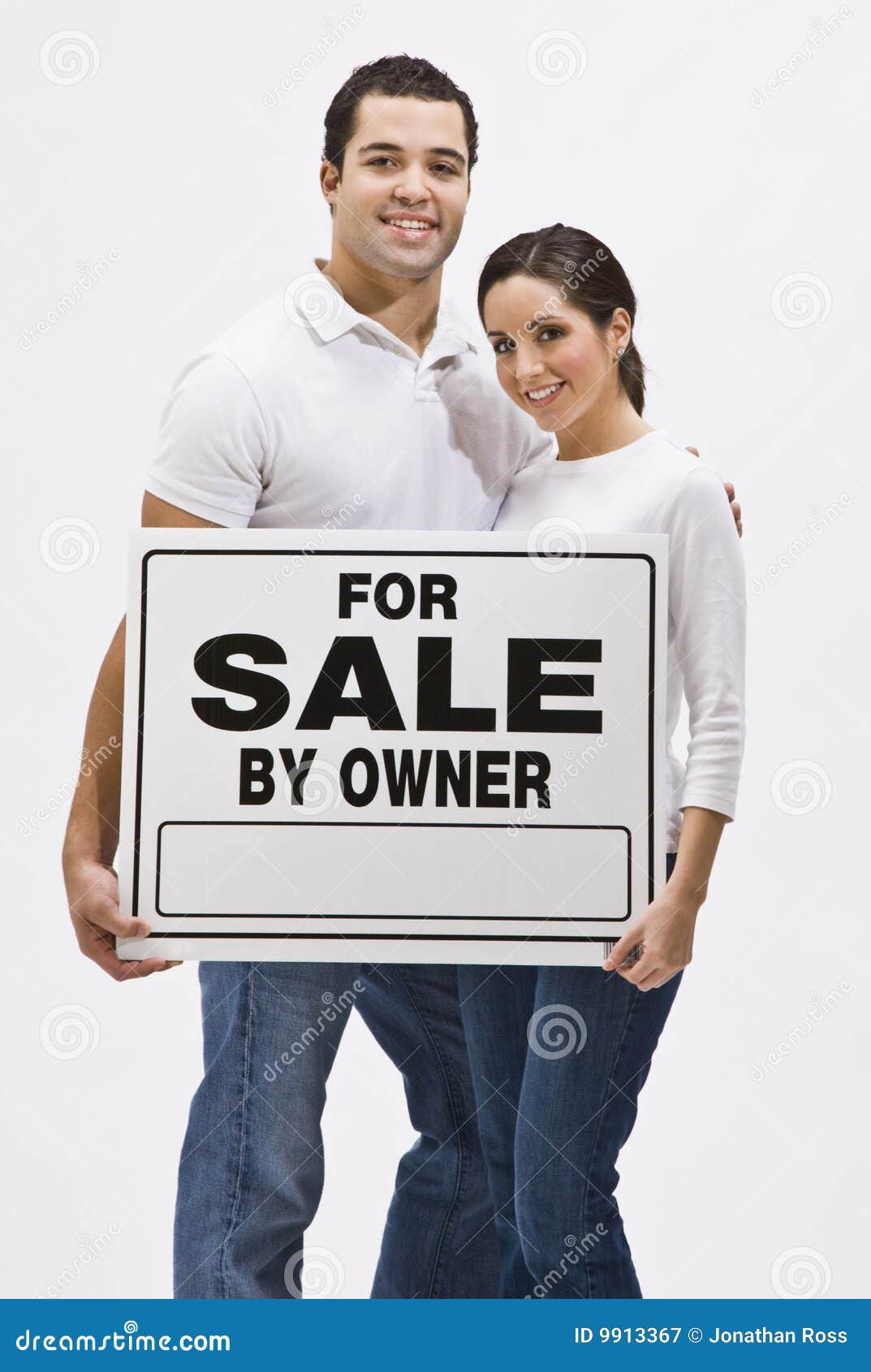 Couple with for Sale by Owner Sign Stock Image - Image of husband ...