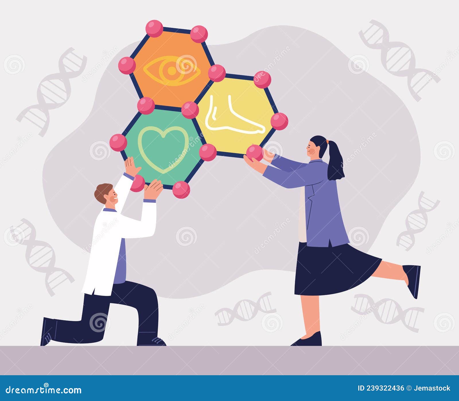 Couple Scientist with Molecule Stock Vector - Illustration of structure ...
