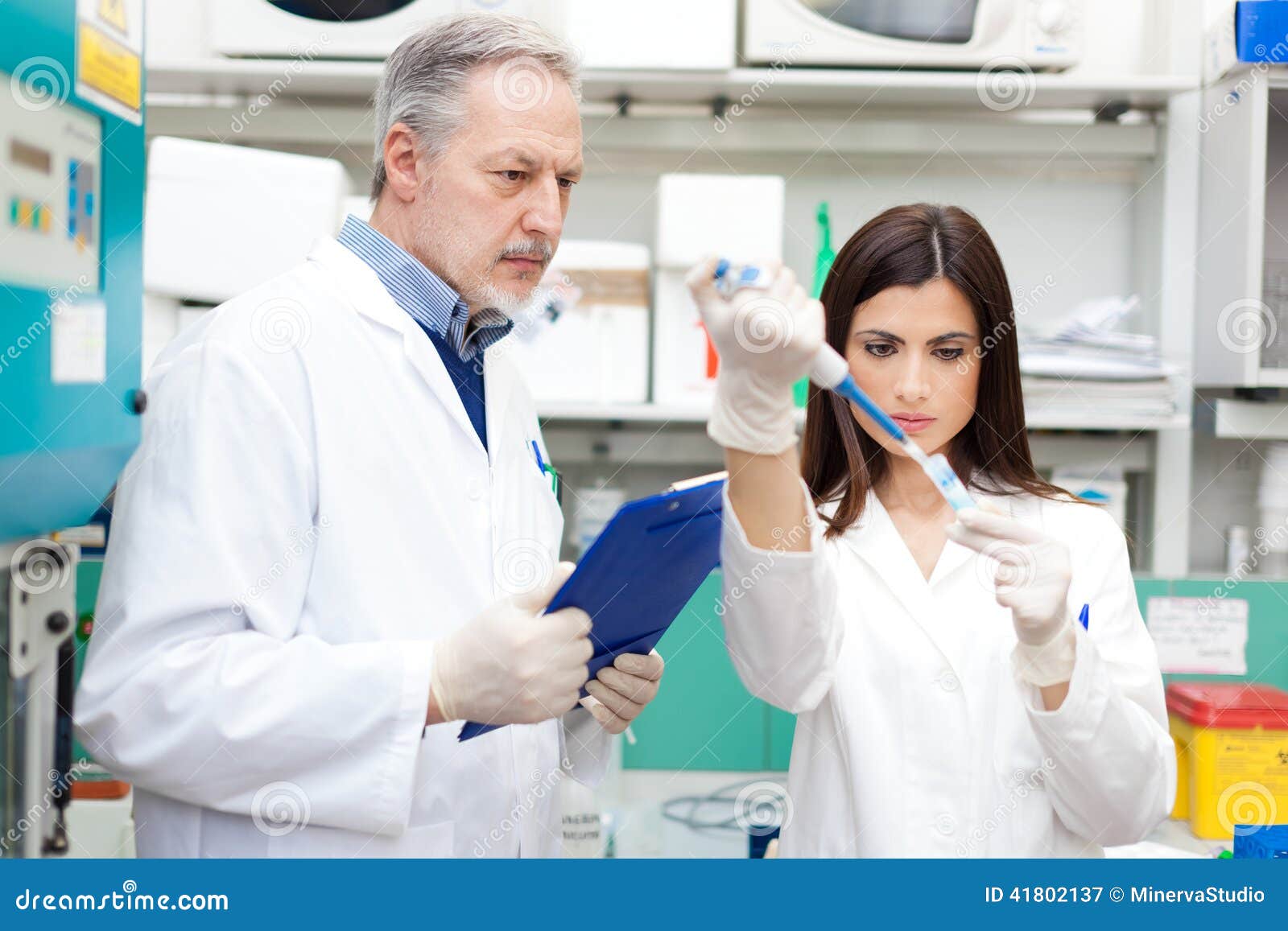Couple of Scientists in a Laboratory Stock Image - Image of ...