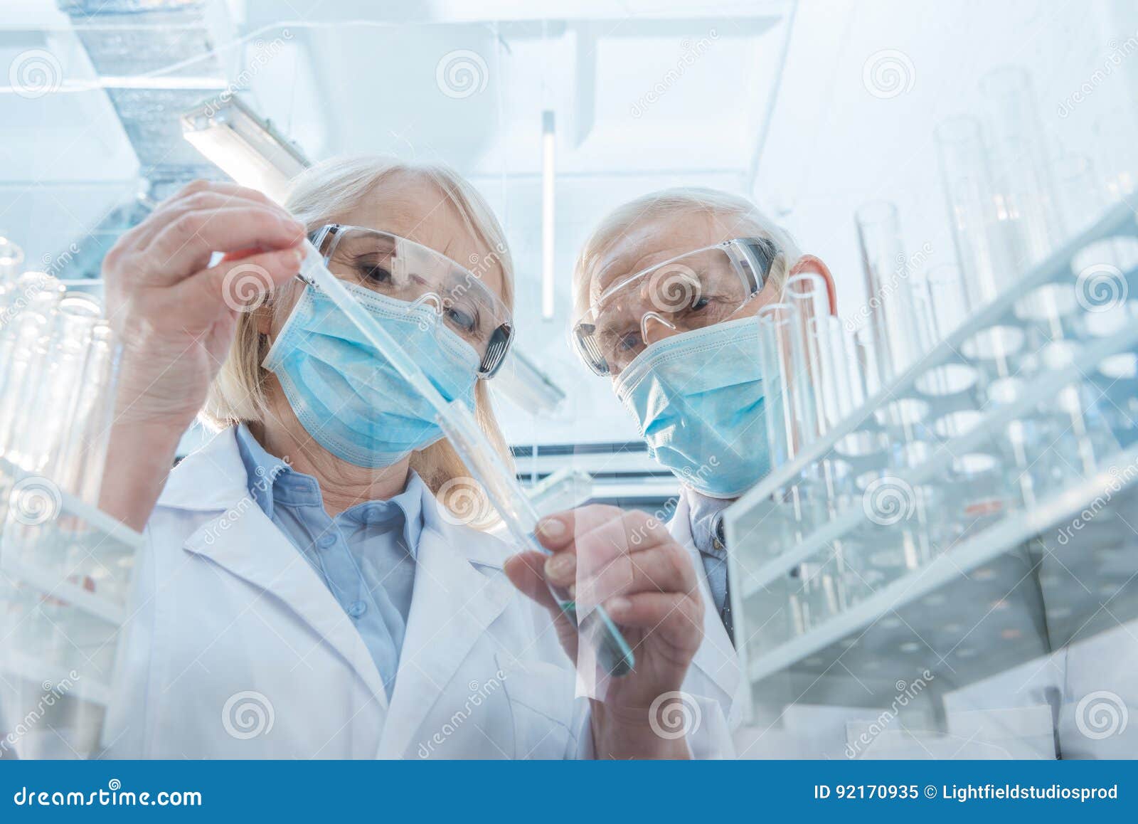 Couple of Scientists Making Experiment in Laboratory Stock Image ...