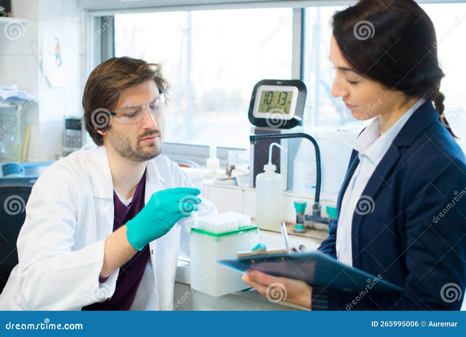 Couple Scientists at Work in Laboratory Stock Photo - Image of hospital ...