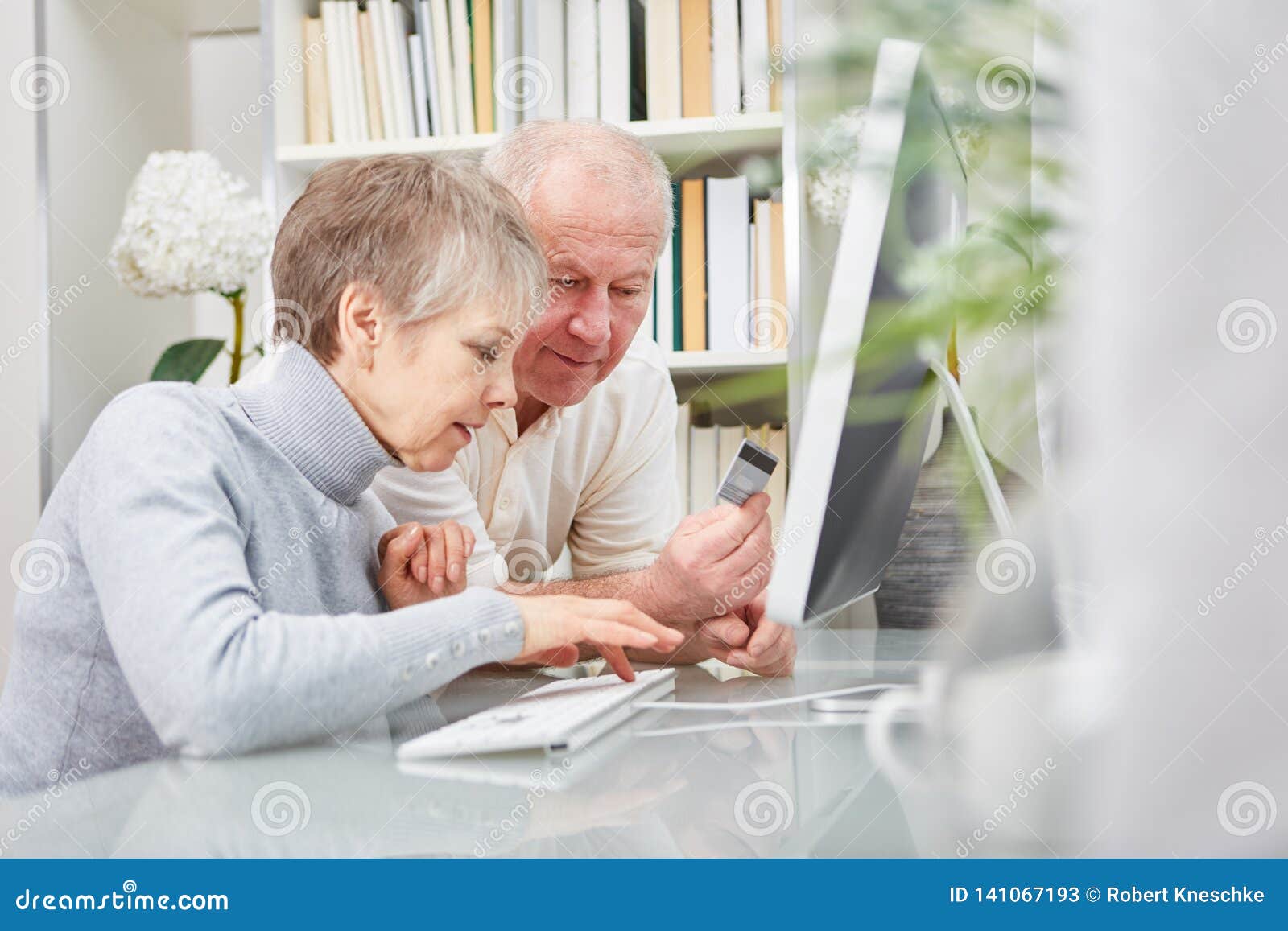 Couple of Seniors Shopping in the Internet Stock Image - Image of ...