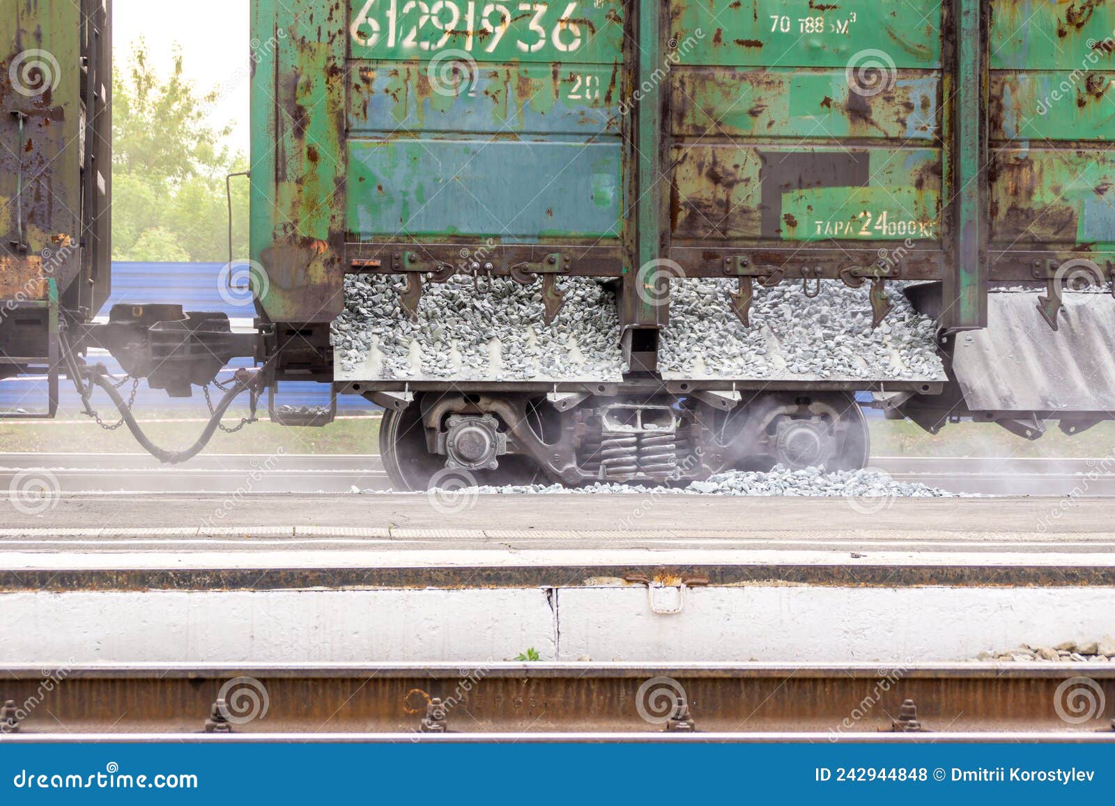 A Couple Of Several Rail Freight Wagons For Bulk Cargo Complete The ...