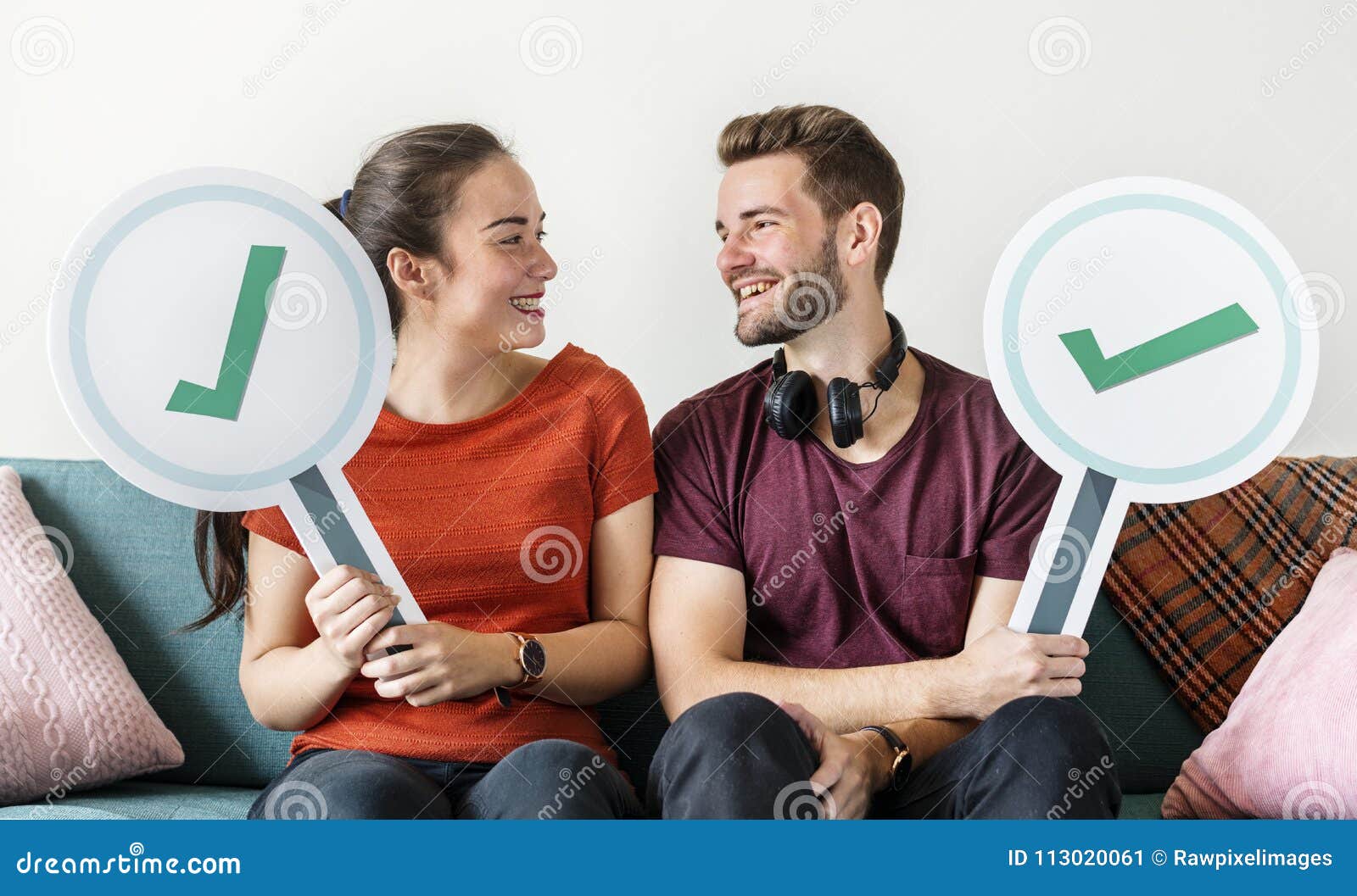 Couple Showing Yes Sign Icon Stock Image - Image of opinion, agree ...