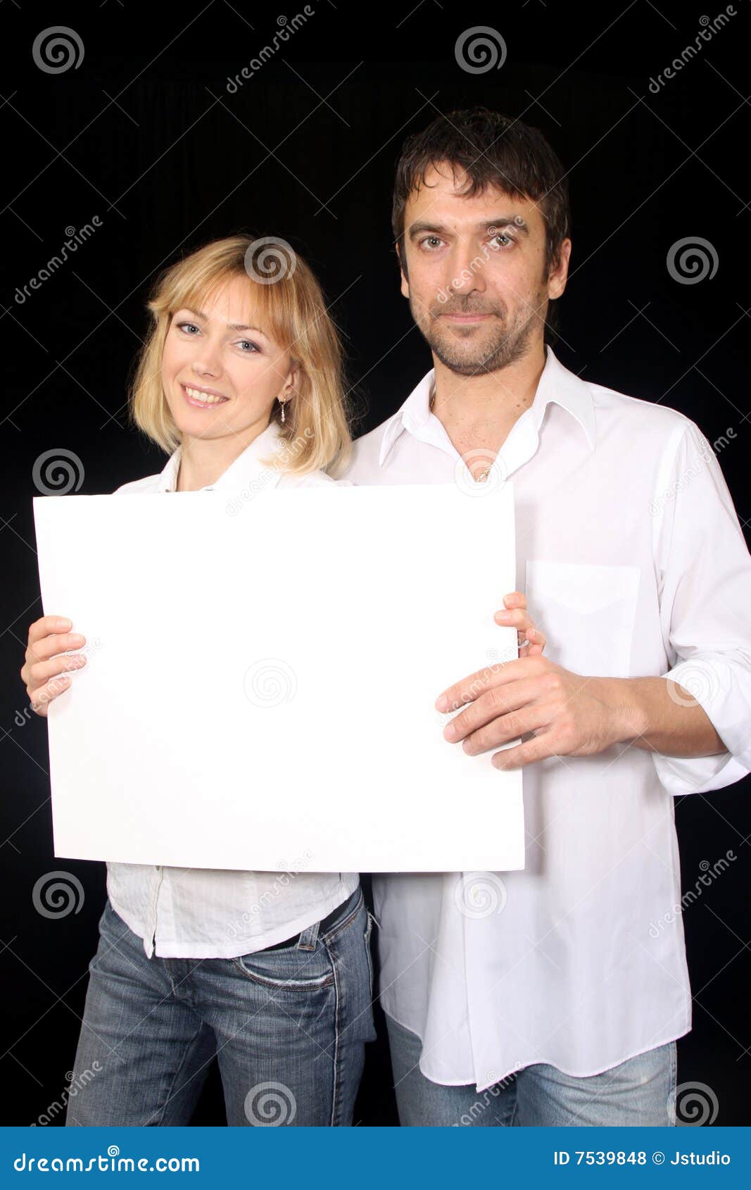 Couple with sign stock photo. Image of empty, holding - 7539848
