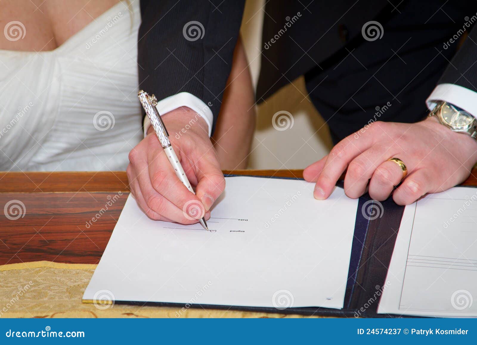 Couple Signing Marriage Registration Form Stock Image - Image of ...
