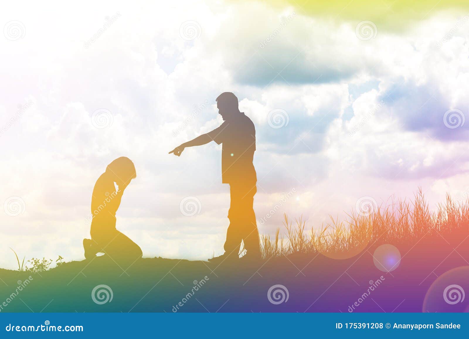 Couple Silhouette Breaking Up a Relation Stock Photo - Image of ...