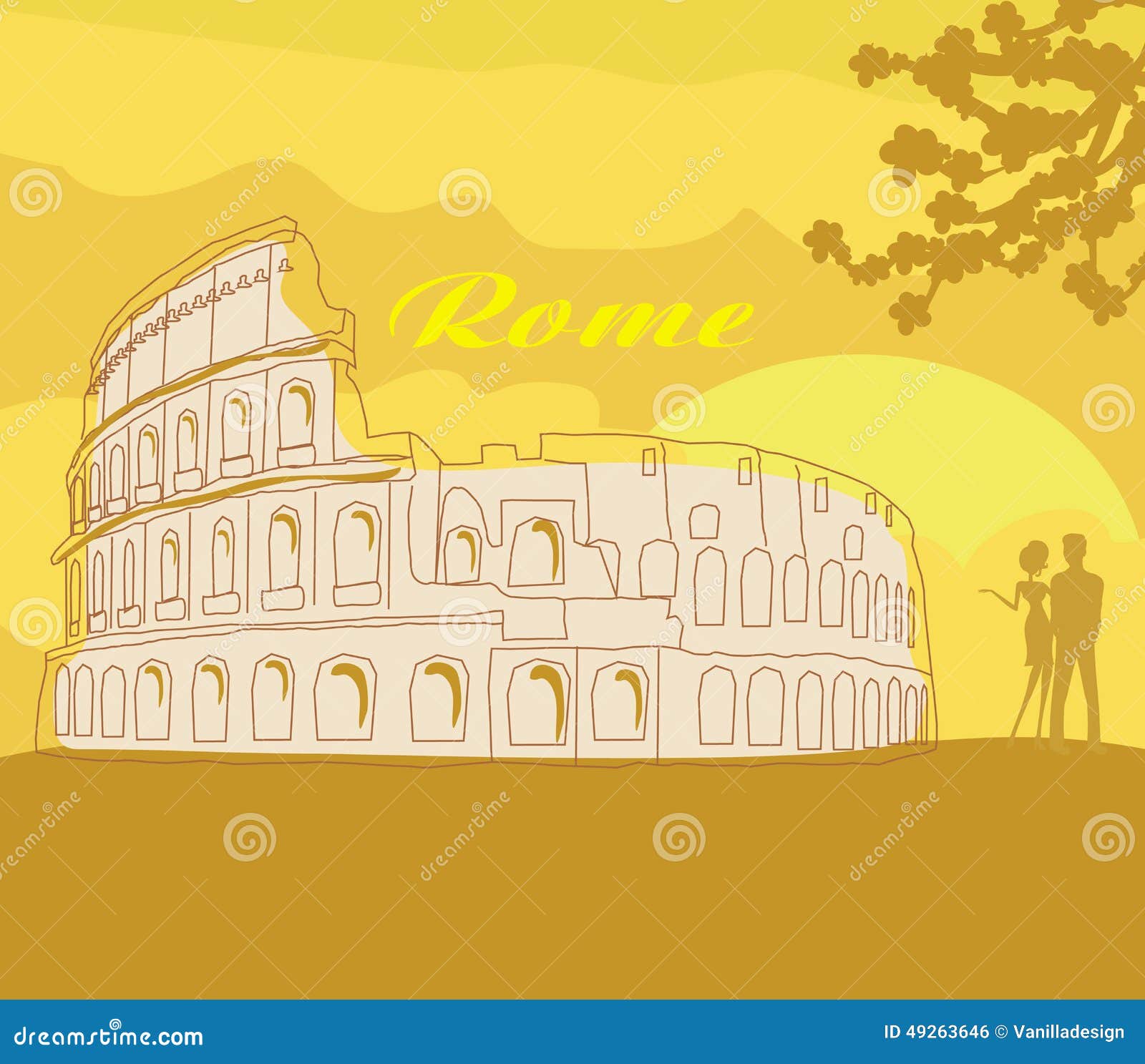 Silhouette Ink Rome Cartoon Vector | CartoonDealer.com #51493919