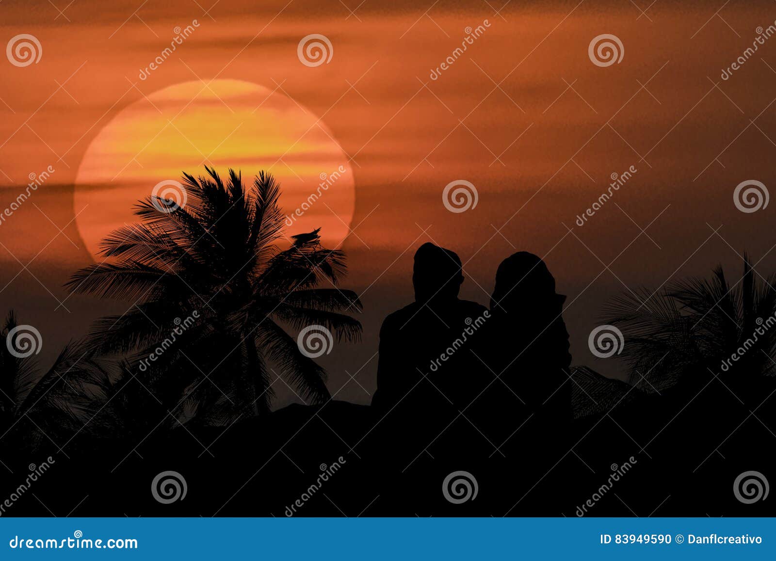 Couple Silhouette Watching the View Stock Illustration - Illustration ...