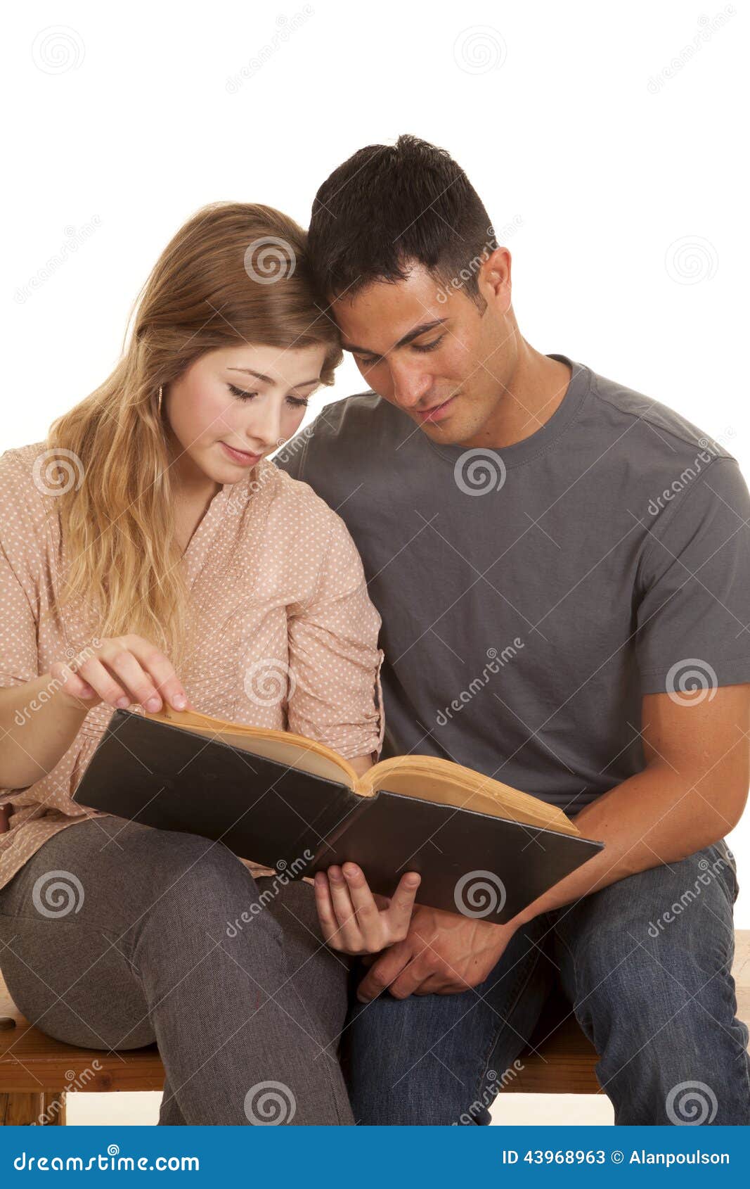 Couple Sit Reading a Book Together Stock Image - Image of love ...