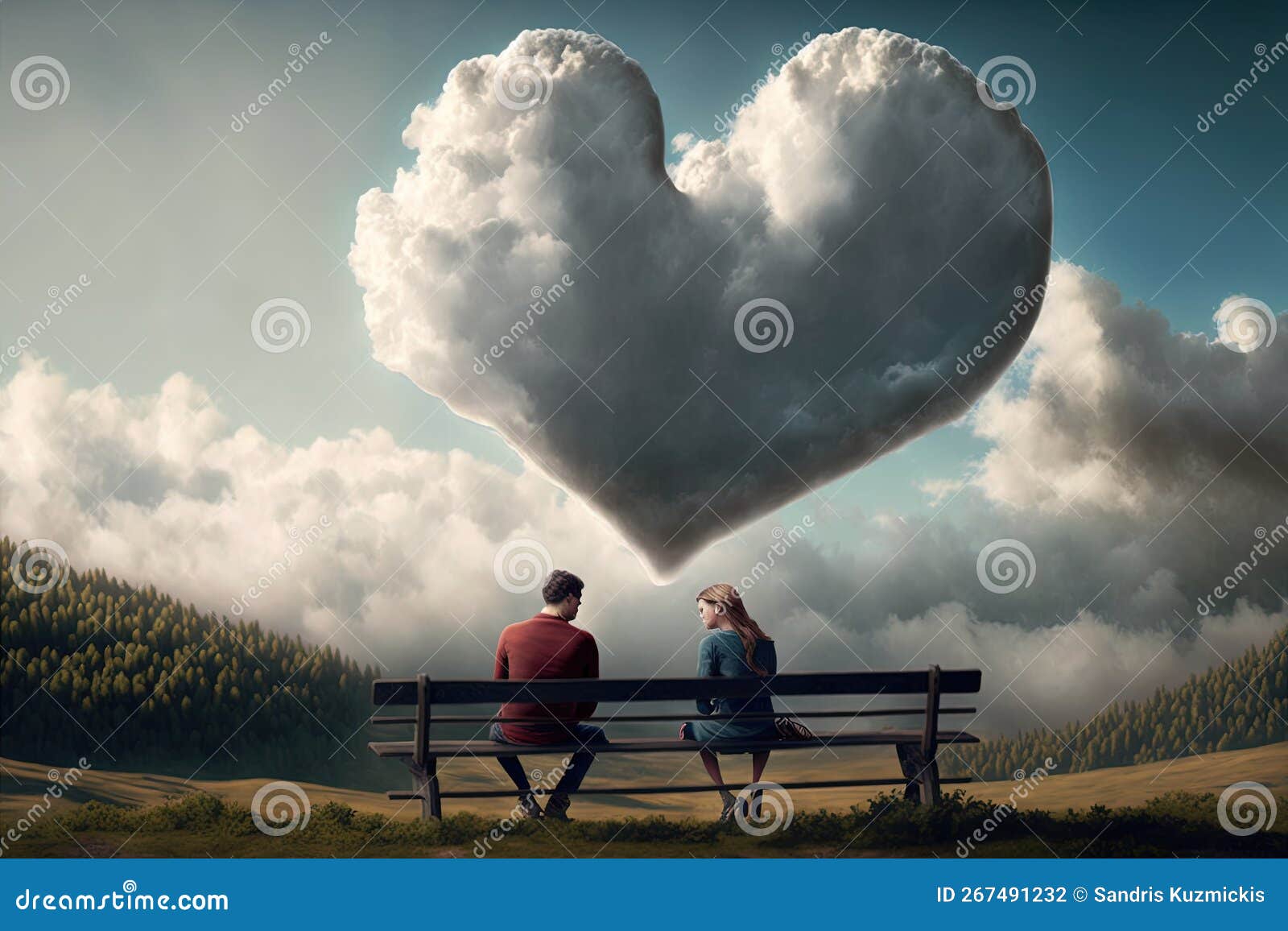 Bench With Heart Isolated On White Background. 3D Illustration ...
