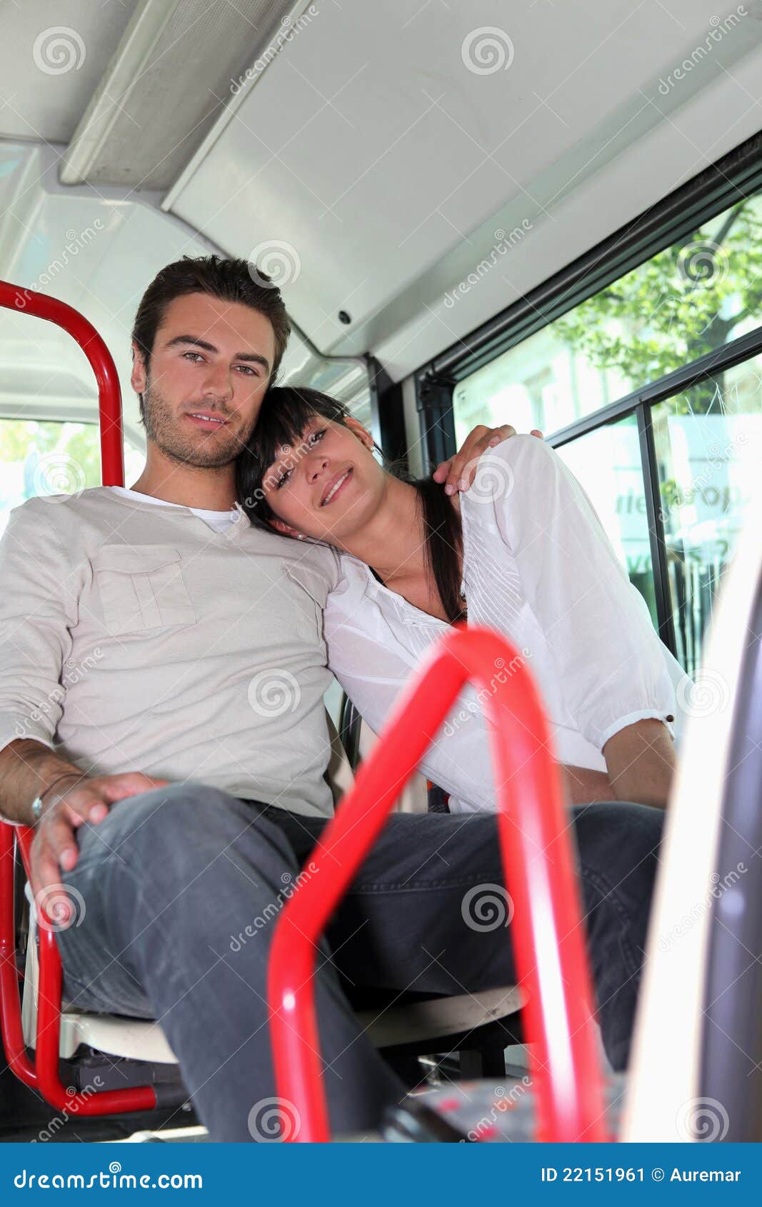 Couple sitting on a bus stock image. Image of caucasian - 22151961