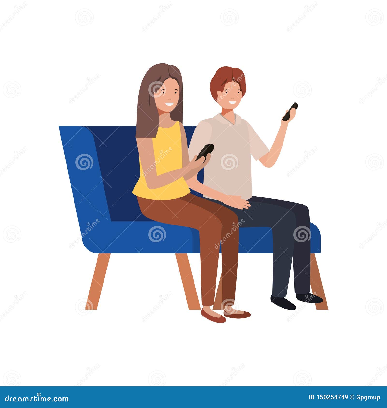 Couple with Sitting in Chair on White Background Stock Vector ...