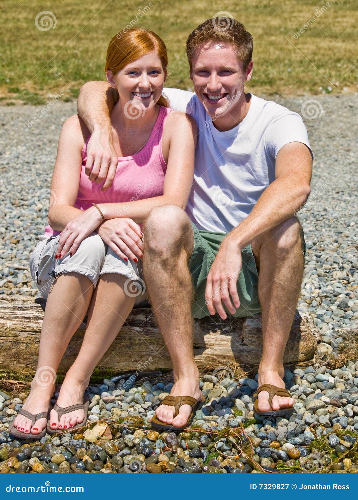 Couple sitting near stream stock image. Image of friendship - 7329827
