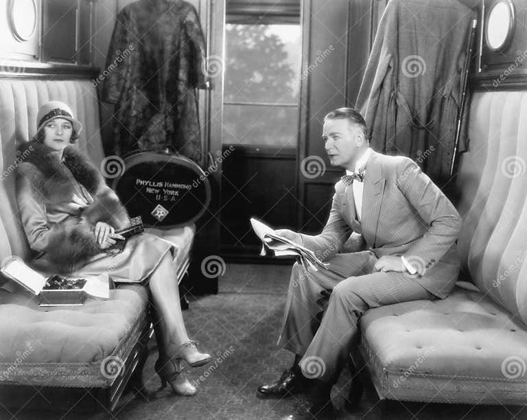 Couple Sitting Together in a Compartment of a Train Stock Photo - Image ...