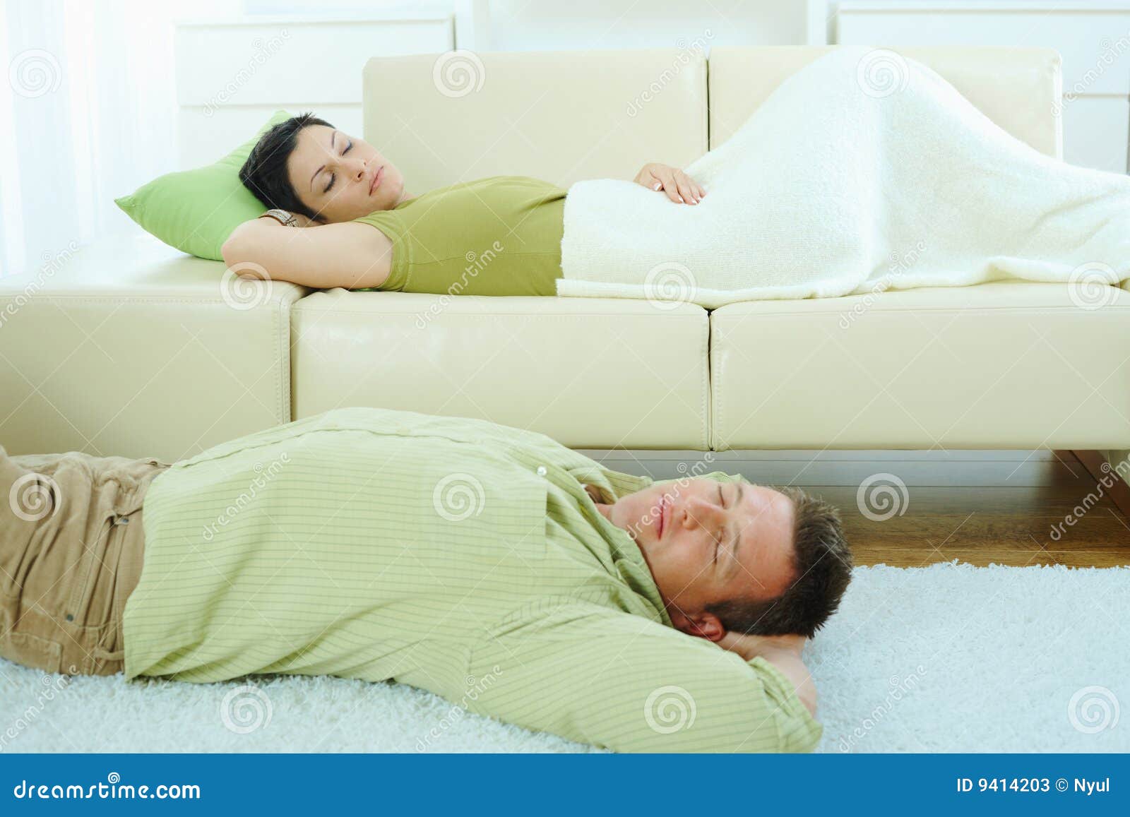 Couple sleeping at home stock image. Image of females - 9414203
