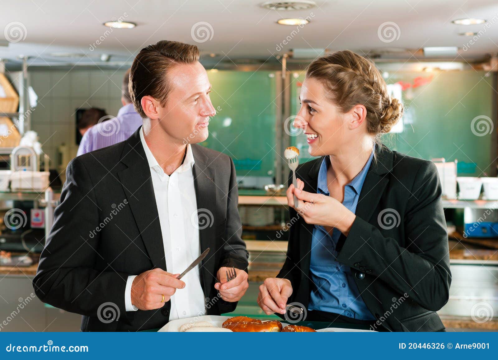 Couple with Snack for Breakfast Stock Photo - Image of female, food ...