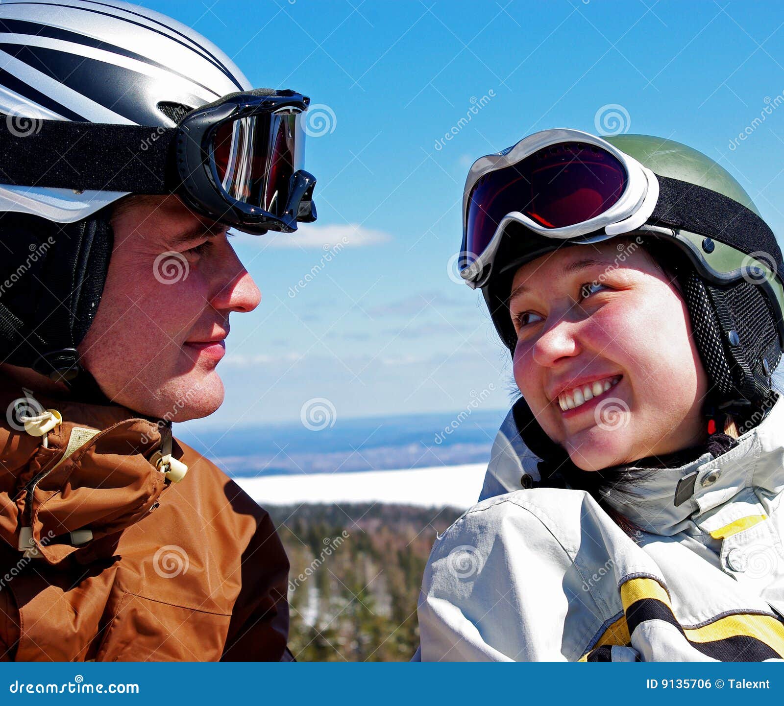 Couple of Snowboarders stock photo. Image of skier, mountain - 9135706