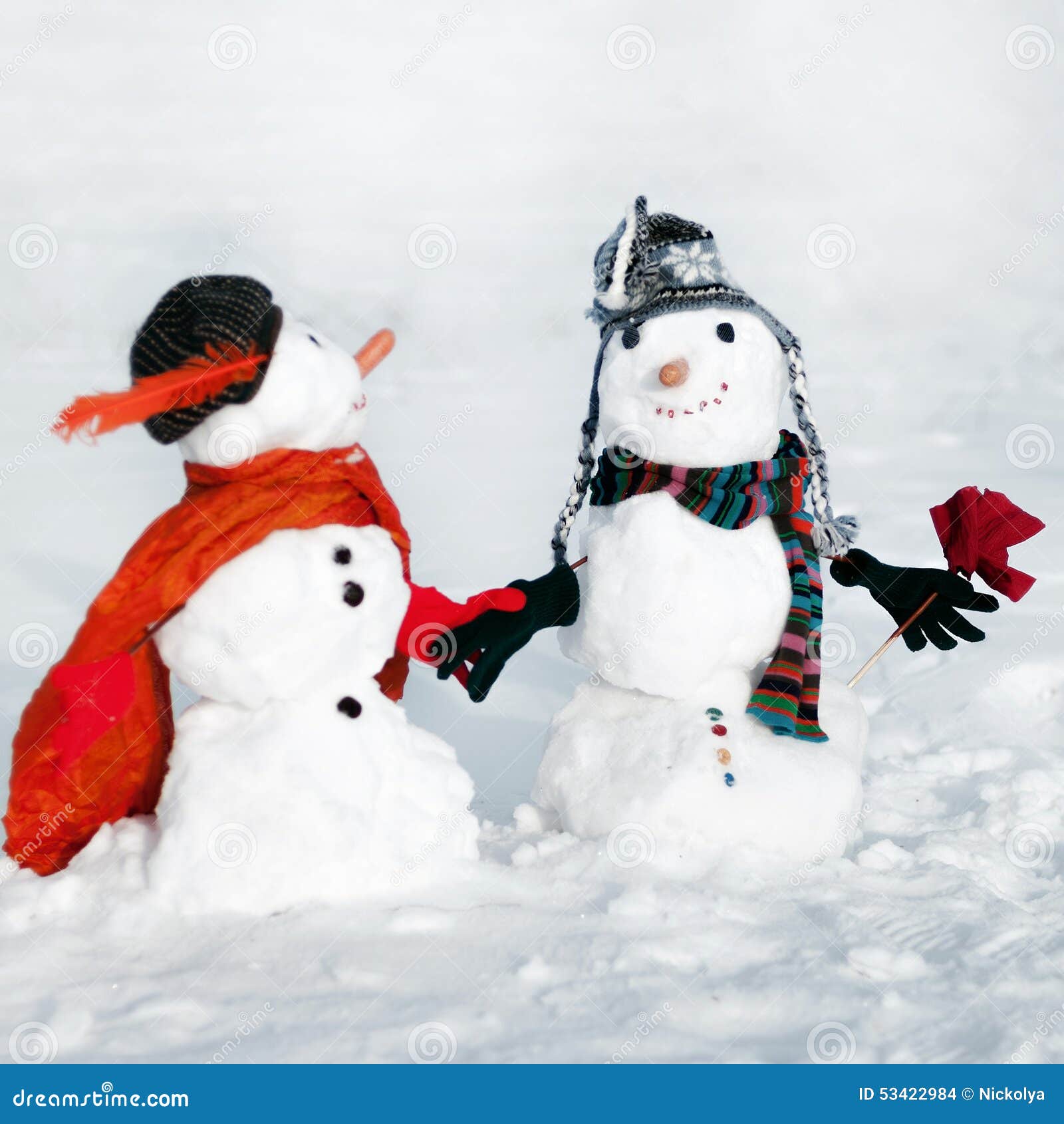 Couple of snowmen stock photo. Image of outside, holiday - 53422984