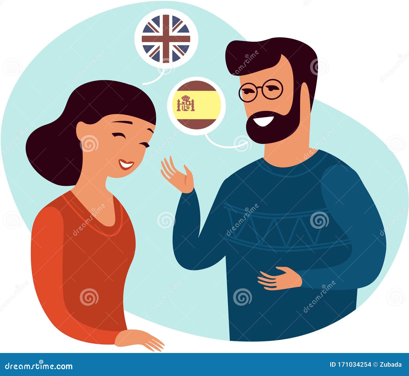Couple Speaking Different Languages Stock Vector - Illustration of ...