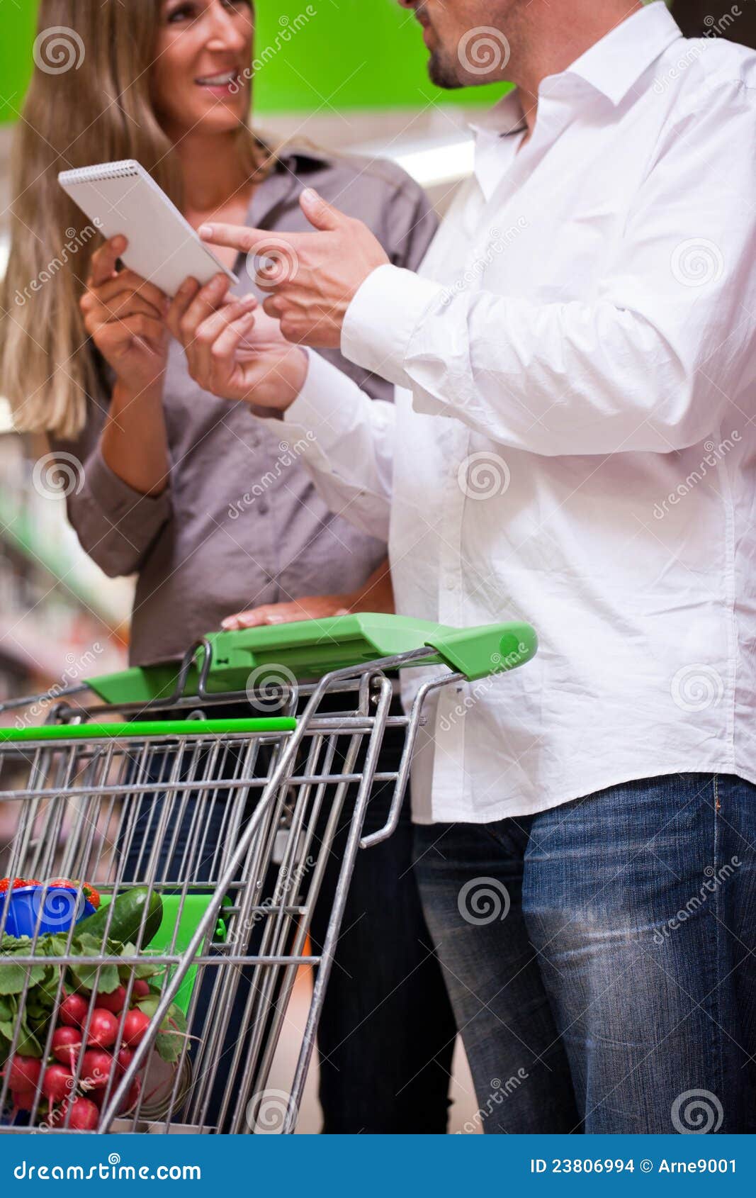 Couple Speaking while Shopping Stock Photo - Image of budget ...