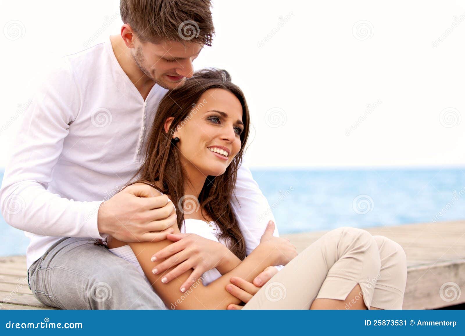 Couple Spending Time Together by the Sea Stock Image - Image of ocean ...