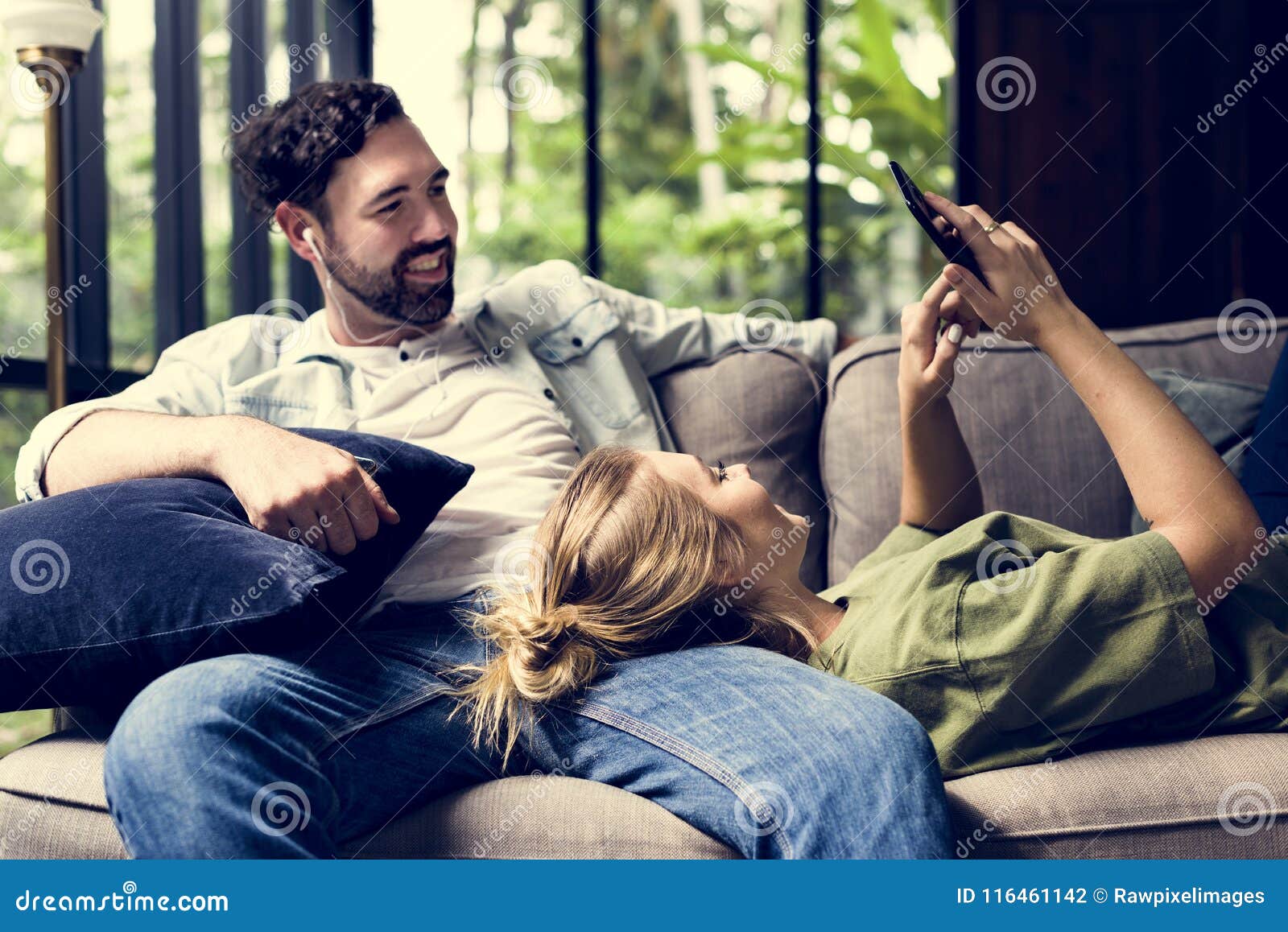 Couple Spending the Weekend Together Stock Photo - Image of listening ...