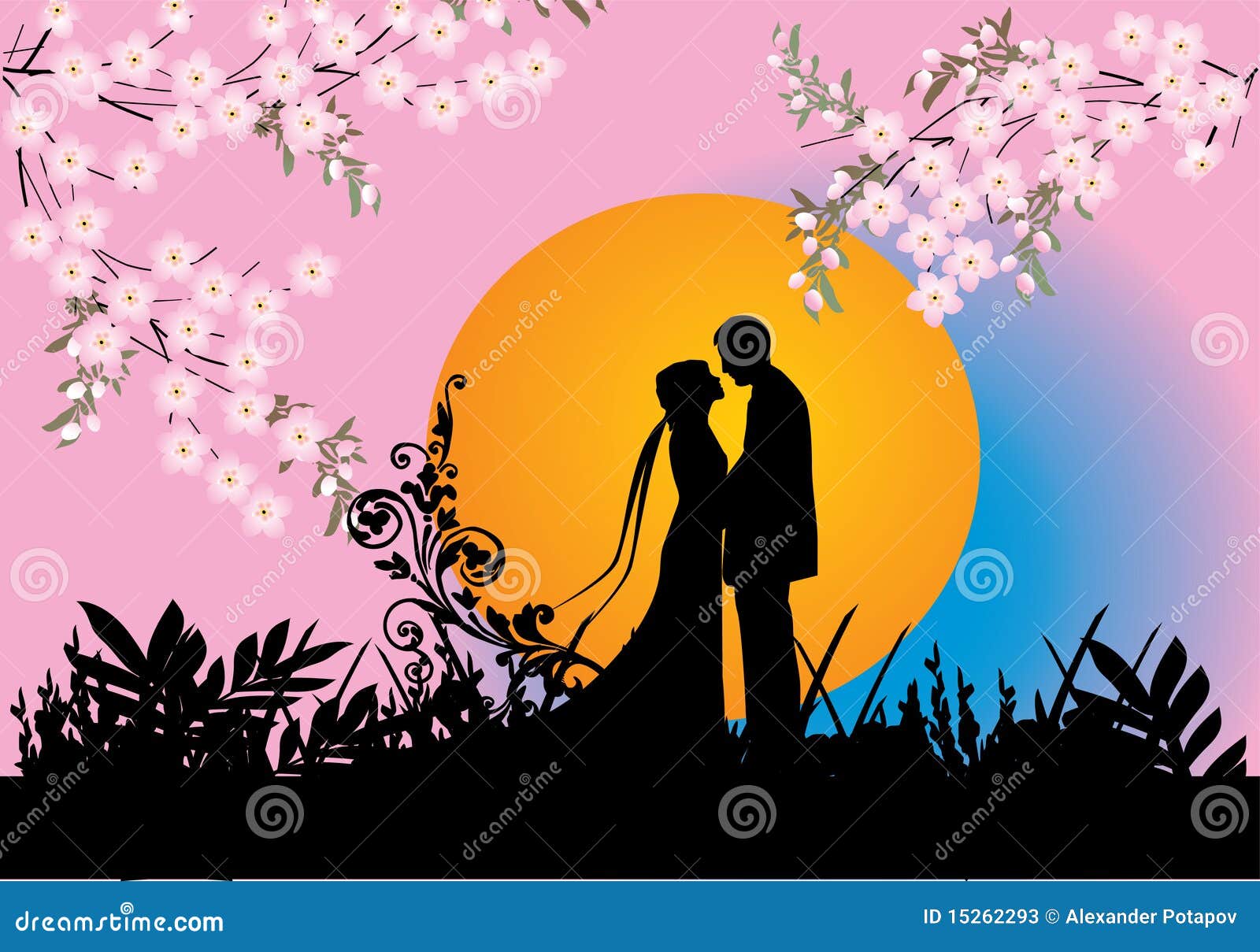 Couple and spring flowers stock vector. Illustration of adult - 15262293
