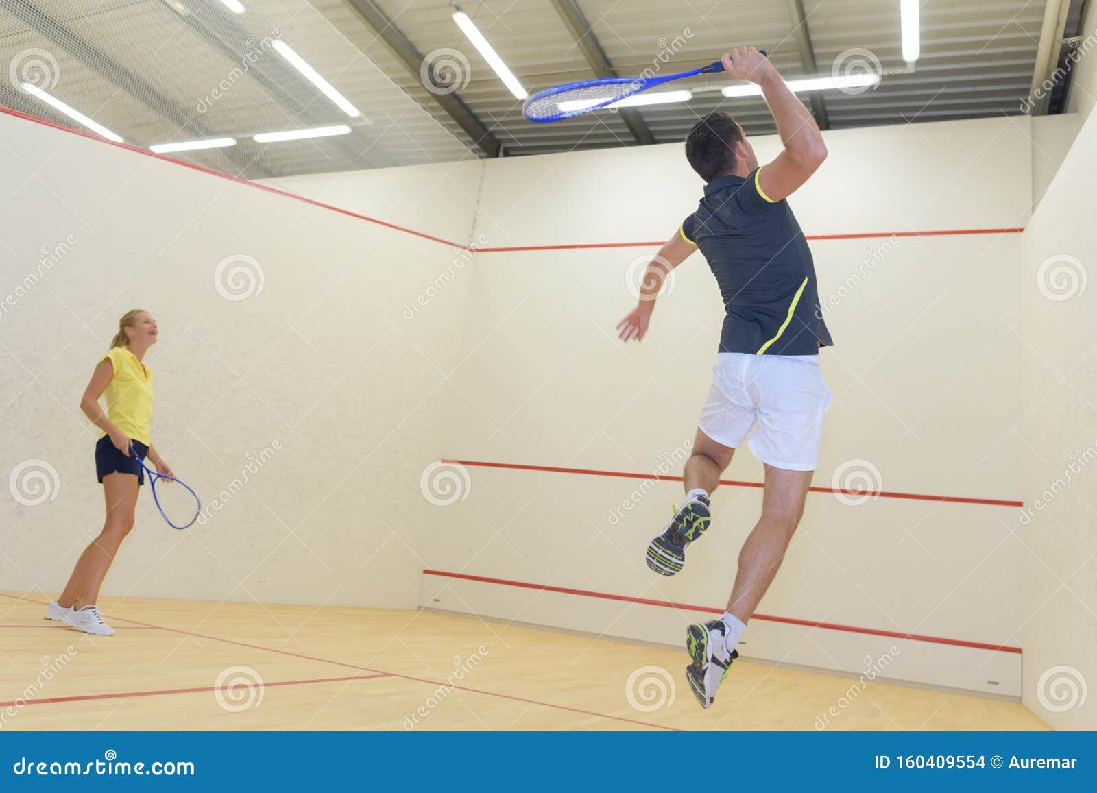 Couple with Squash Rackets Indoor Training Club Stock Photo - Image of ...