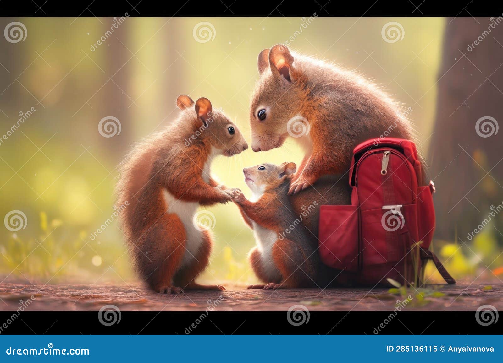 A Couple of Squirrels Standing Next To Each Other. Stock Image - Image ...