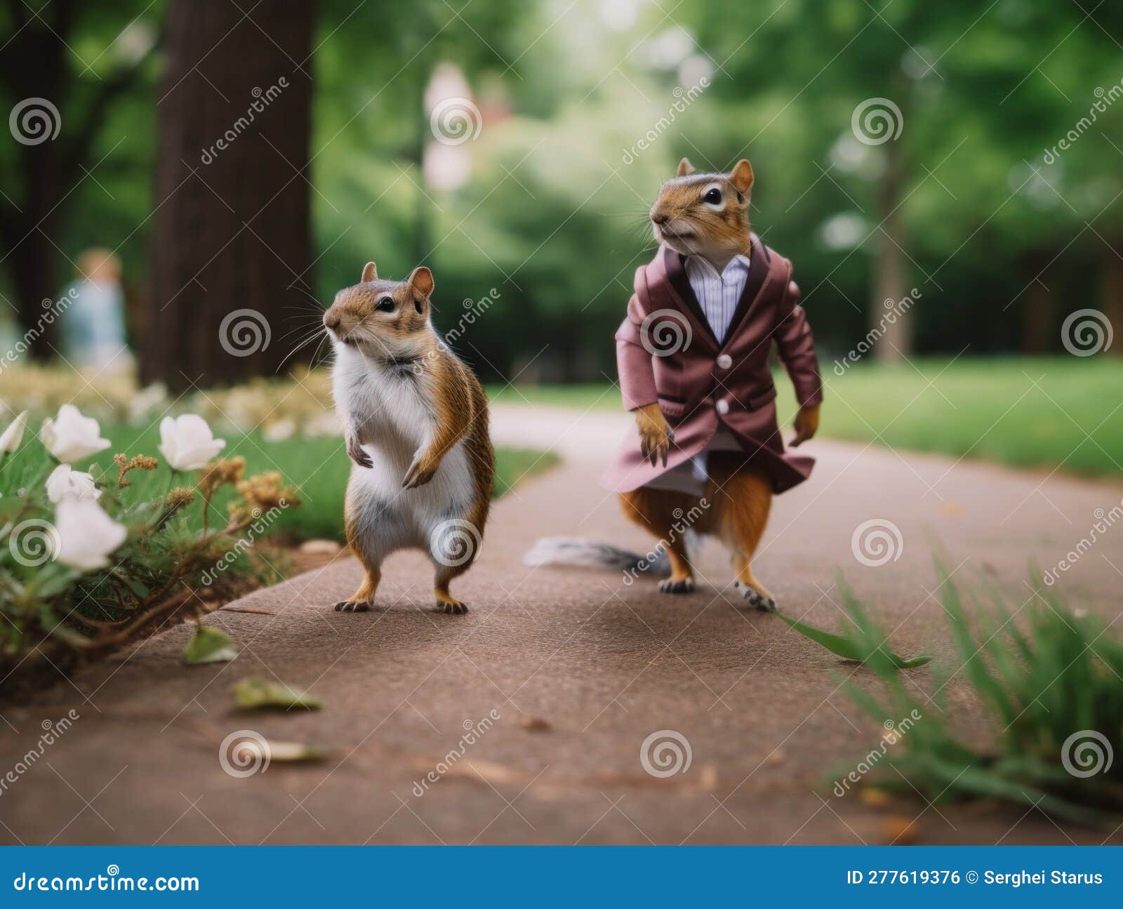 A Couple of Squirrels that are Standing on a Sidewalk. Generative AI ...