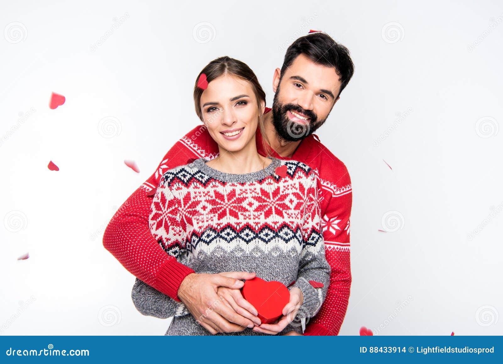 Couple Standing with Red Heart Stock Photo - Image of male, girlfriend ...