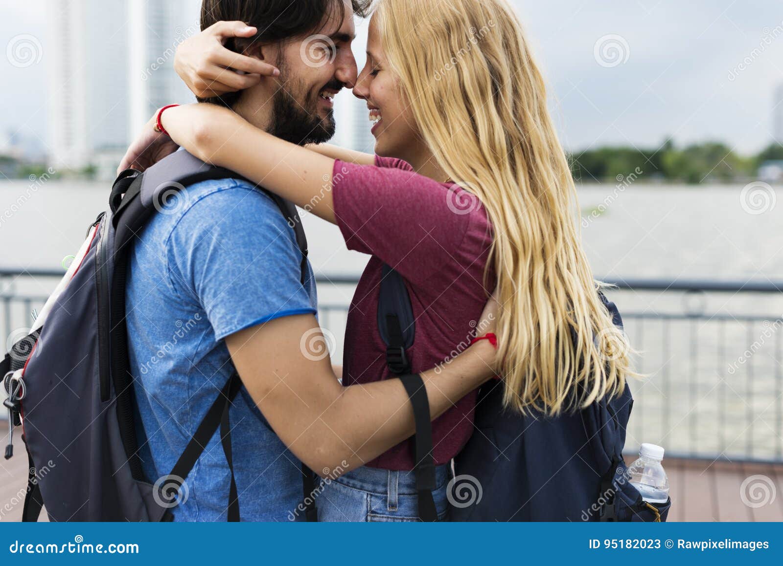 Couple Staring at Each Other City Background Stock Image - Image of ...