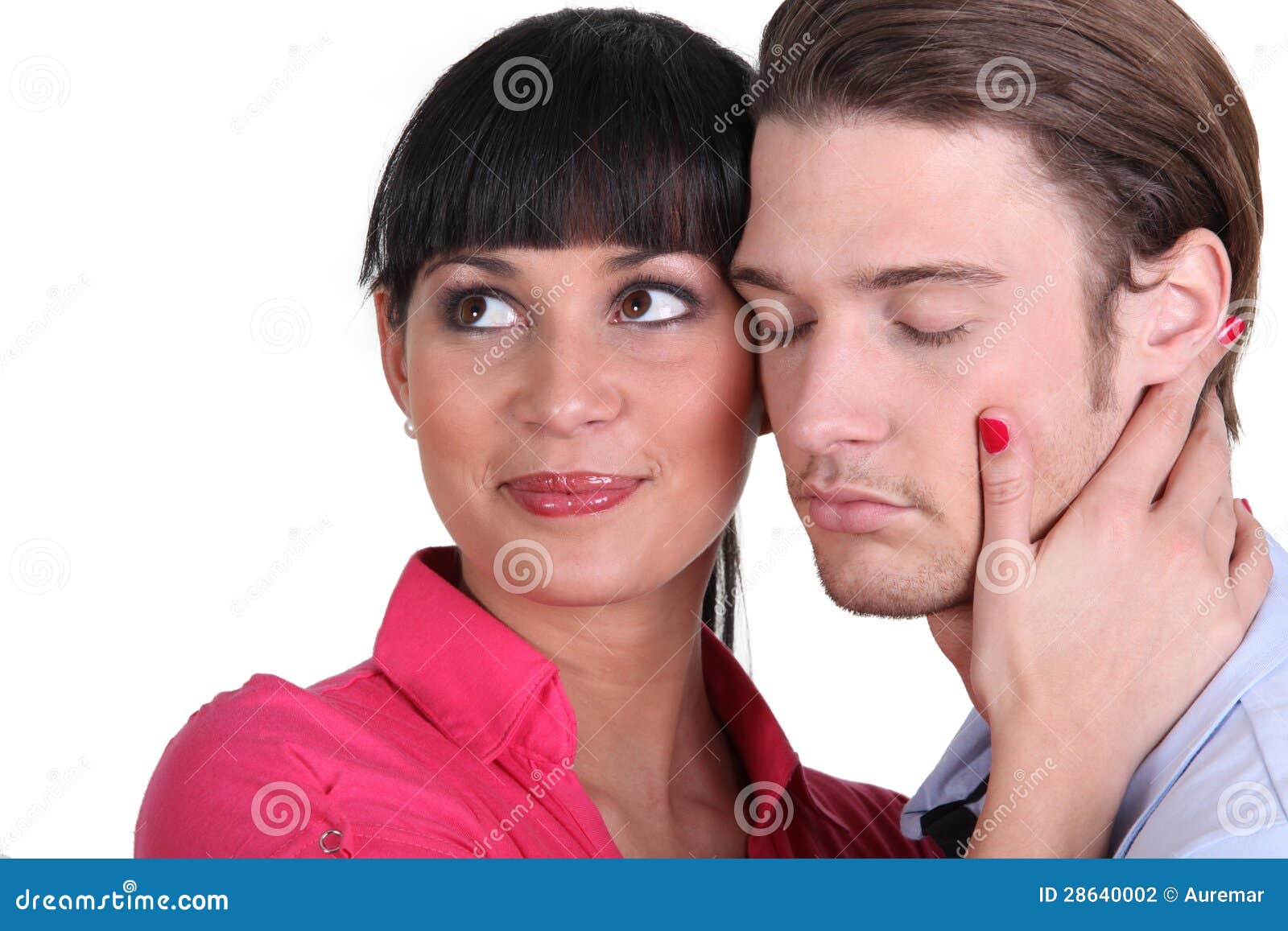 Couple Stood Cheek To Cheek Stock Photo - Image of lips, kiss: 28640002