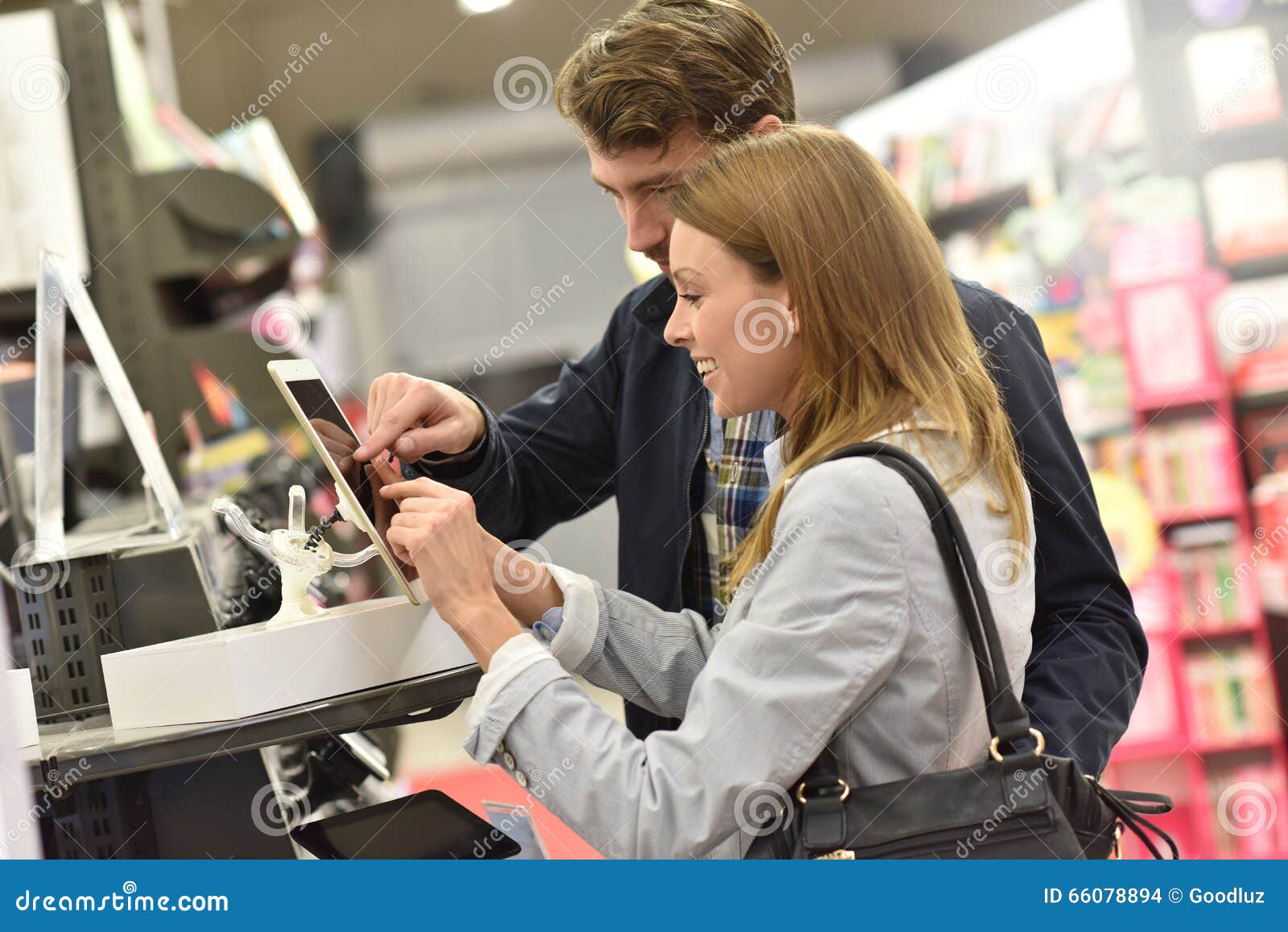 Couple in Store Choosing High Tech Products Stock Photo - Image of shop ...