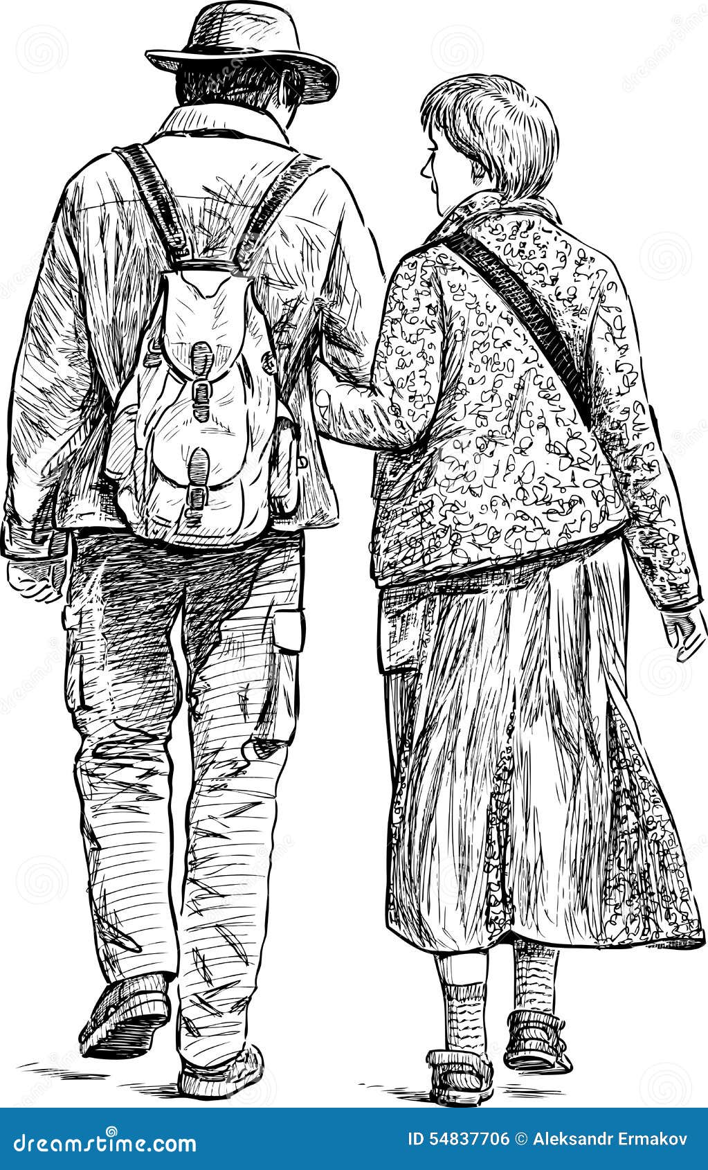 Couple on a stroll stock vector. Illustration of pair - 54837706