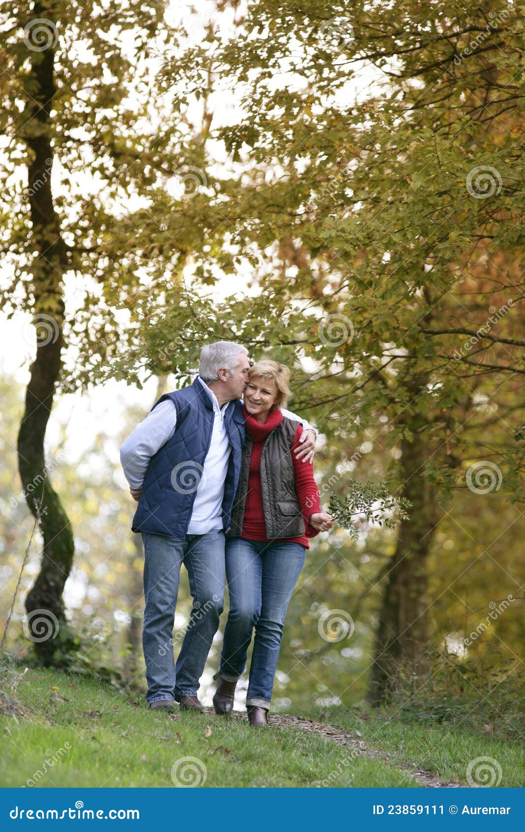Couple Strolling Though Park Stock Image - Image of romantic, serenity ...