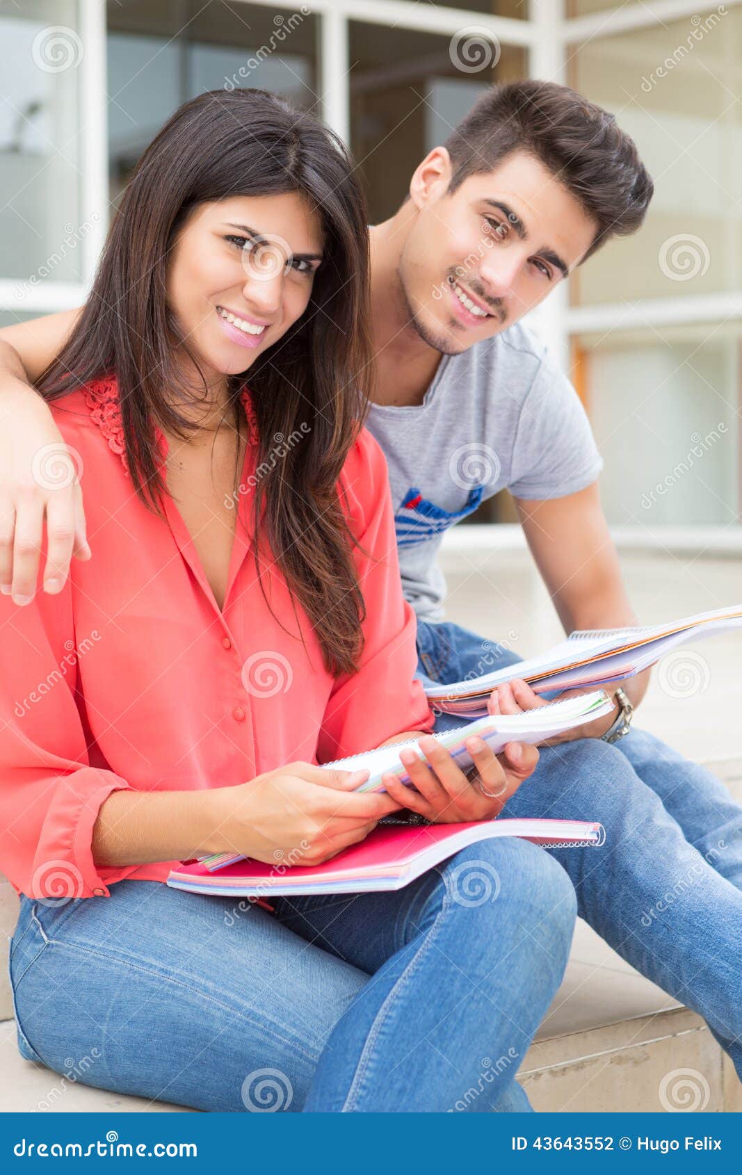 Couple of Students stock photo. Image of friends, cheerful - 43643552
